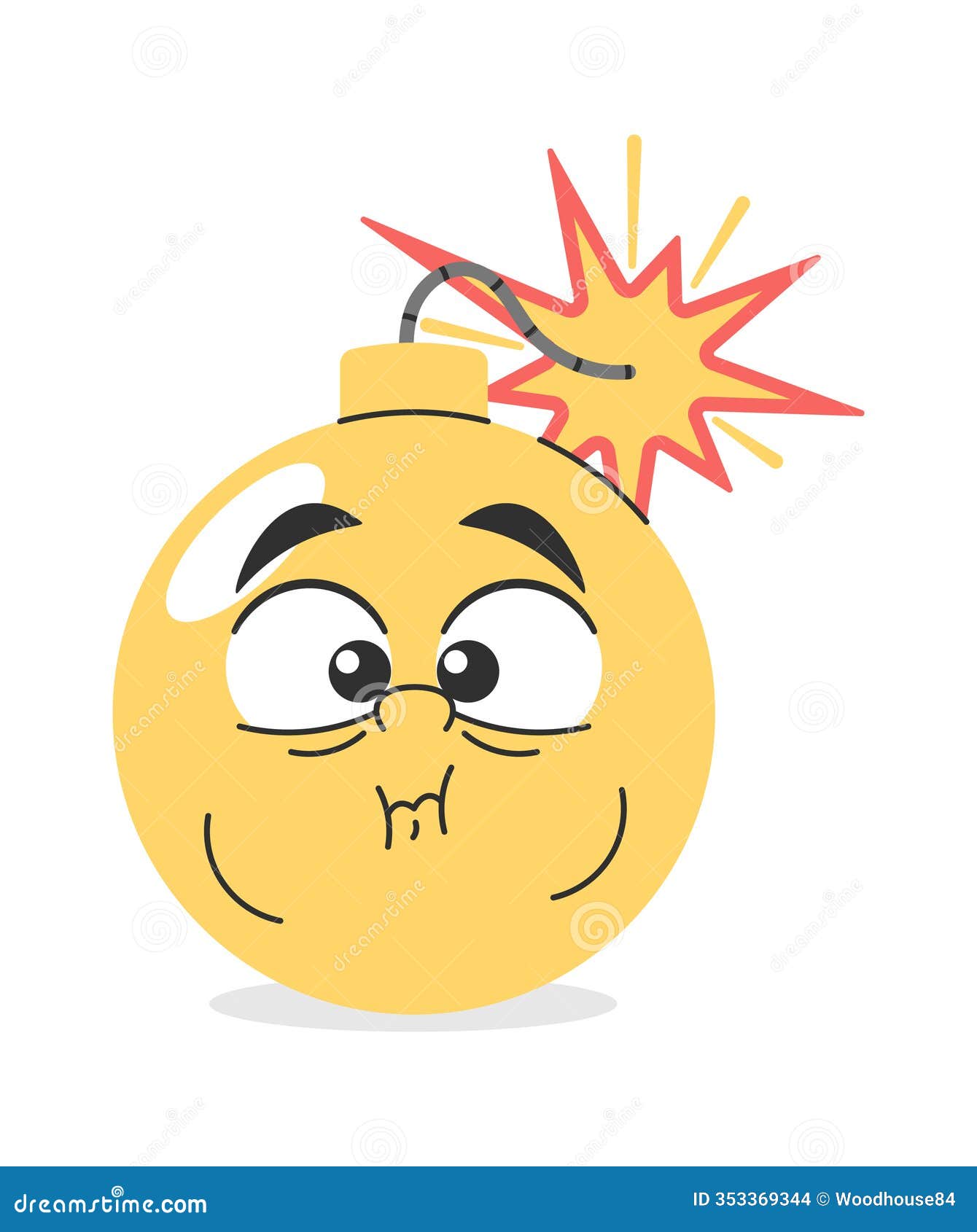 Comic Bomb Emoji. Cartoon Character With Bored Face Expression. Vector ...
