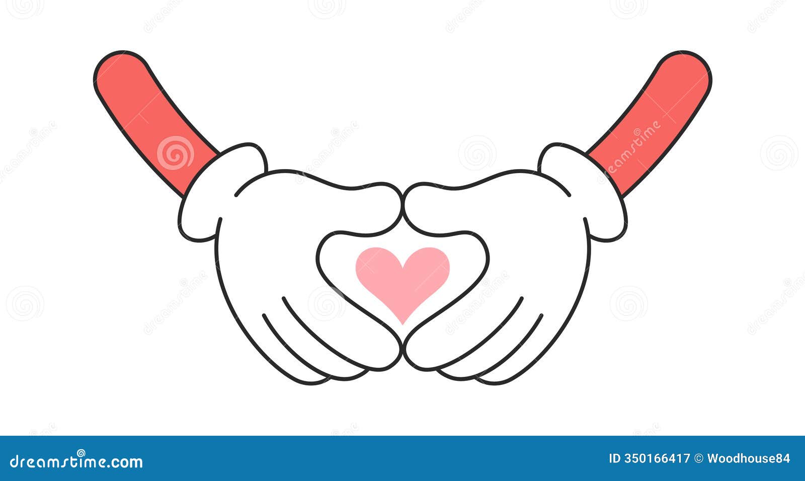 Comic Hands In White Gloves. Different Types Of Hand Gestures. Palms In ...