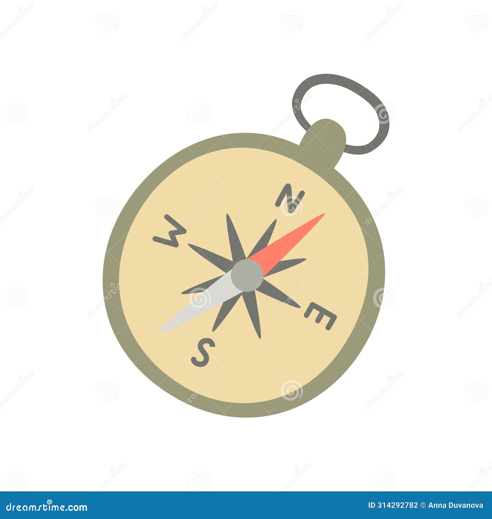Cute Compass Isolated on White. Vector Illustration. Stock Vector ...