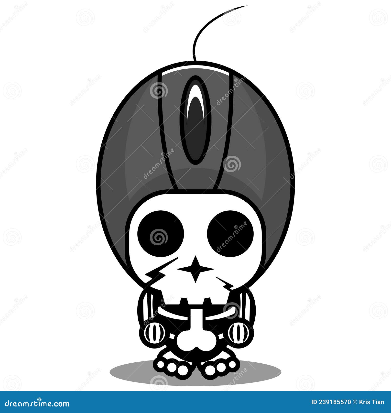 Computer Mouse Skull Bone Mascot Costume Stock Vector - Illustration of ...