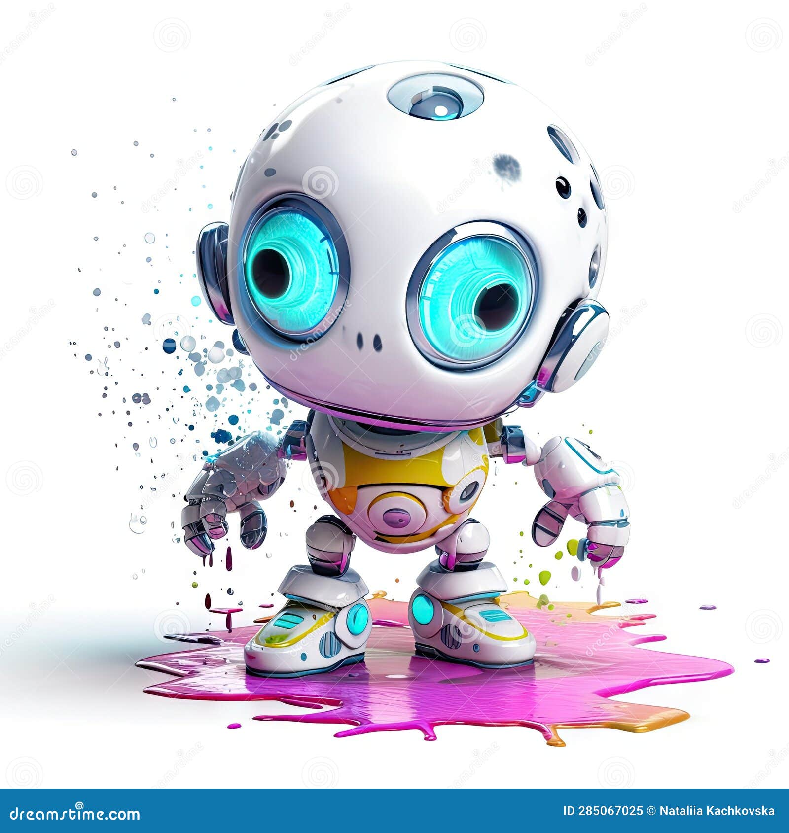 Cute computer robot stock illustration. Illustration of character ...