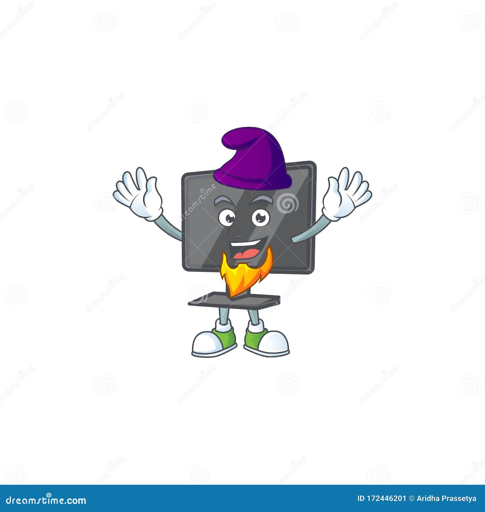 Cute Computer Screen Mascot Icon Performed As an Elf on the Stage Stock ...