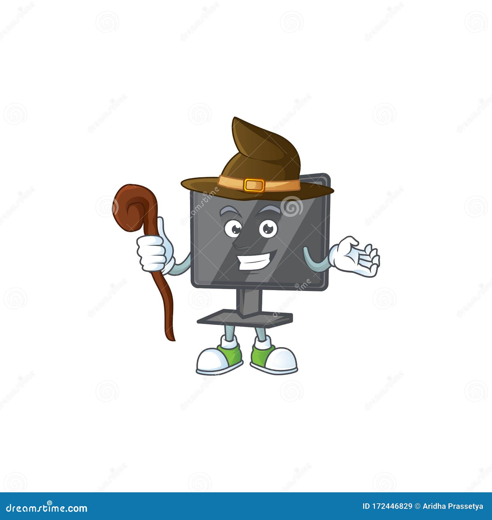 A Cute Computer Screen Performed As a Witch on the Stage Stock Vector ...