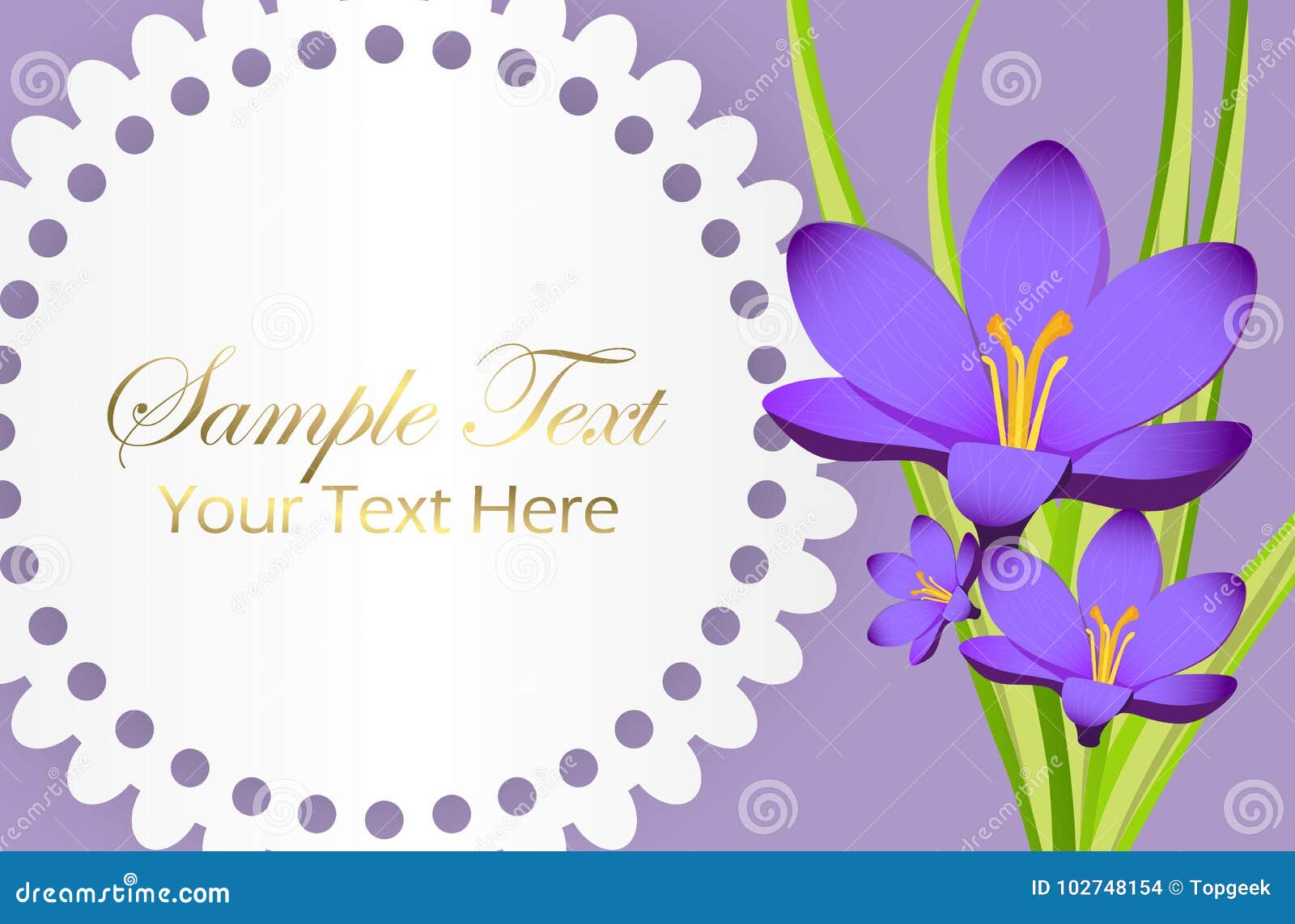 Cute Congratulation Postcard with Crocus Flower Stock Vector ...