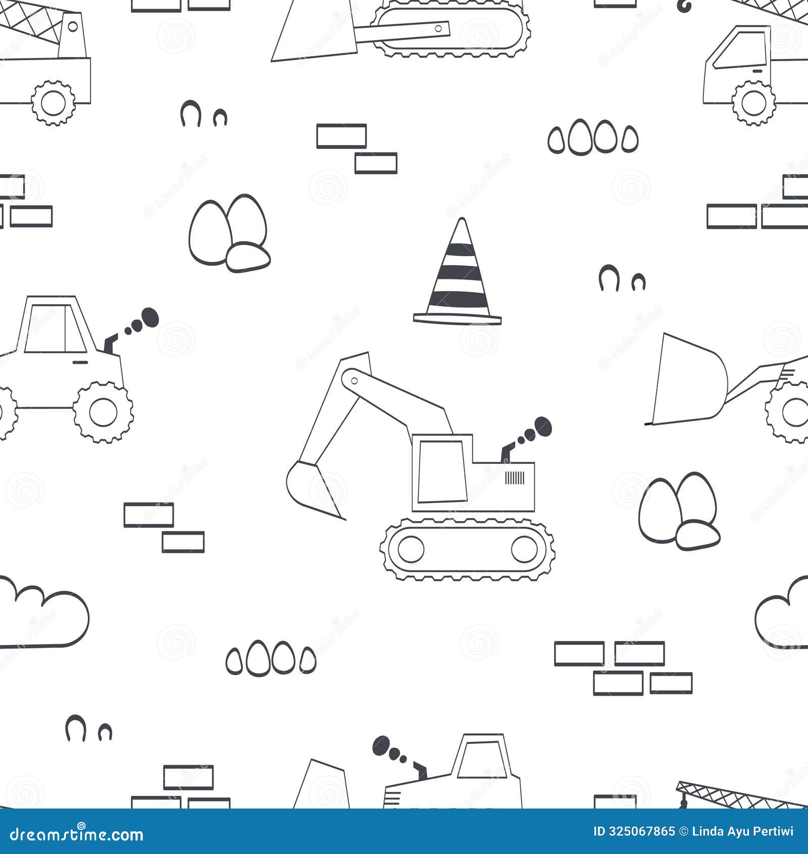 Cute Construction Site Seamless Pattern Stock Illustration ...