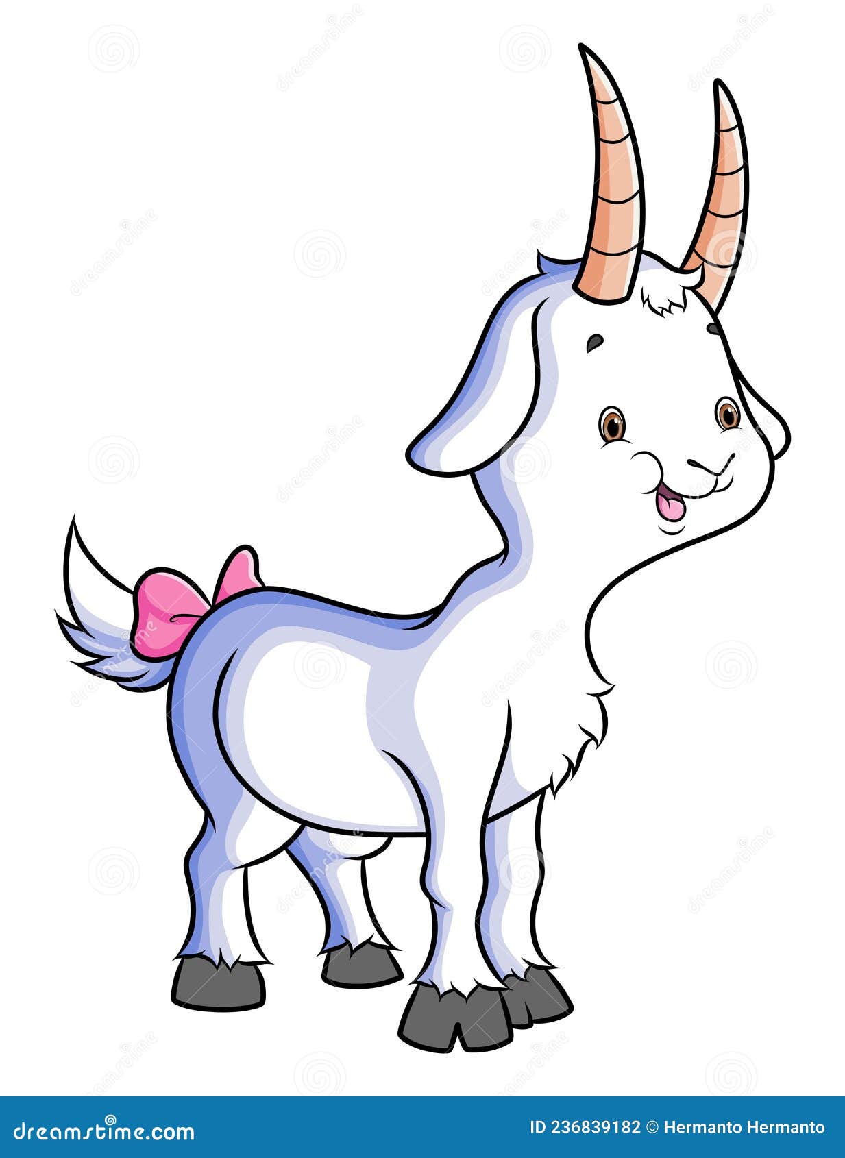 The Cute Contestant Goat with the Ribbon on the Tail Stock Vector ...
