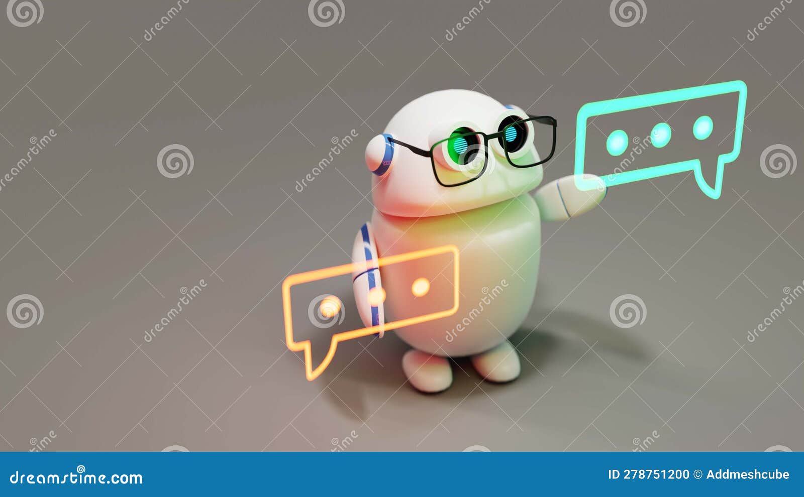 Cute Conversational Copilot AI Robot with Speech Bubble, 3d Stock ...