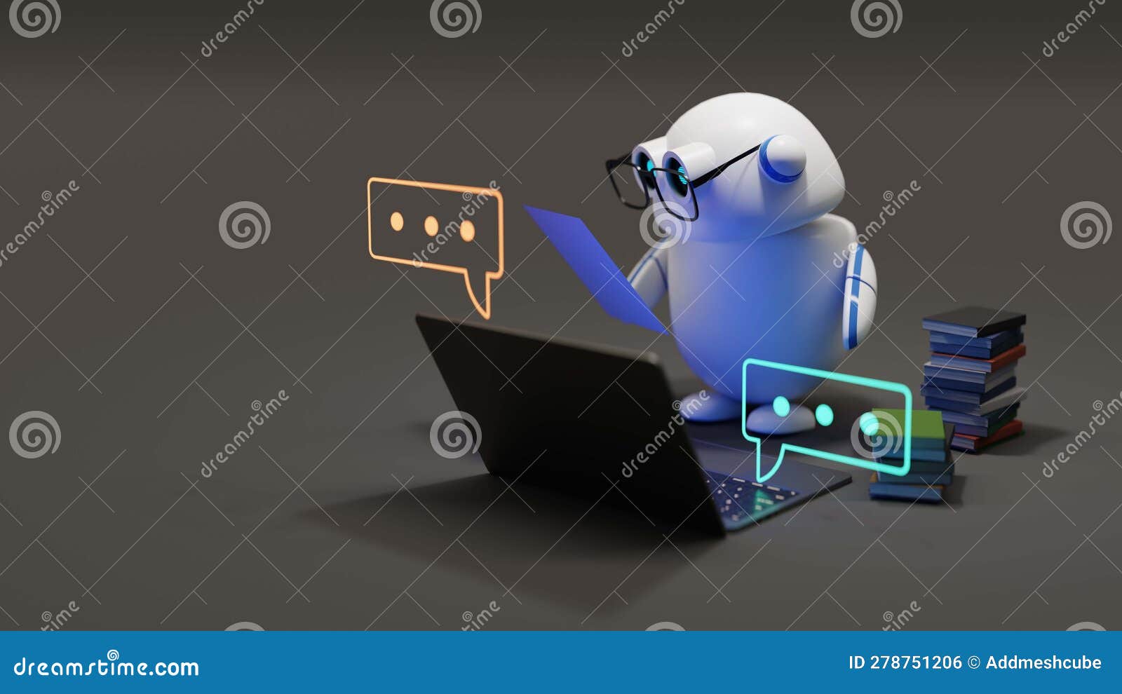 Cute Conversational Copilot AI Character, 3d Stock Photo ...