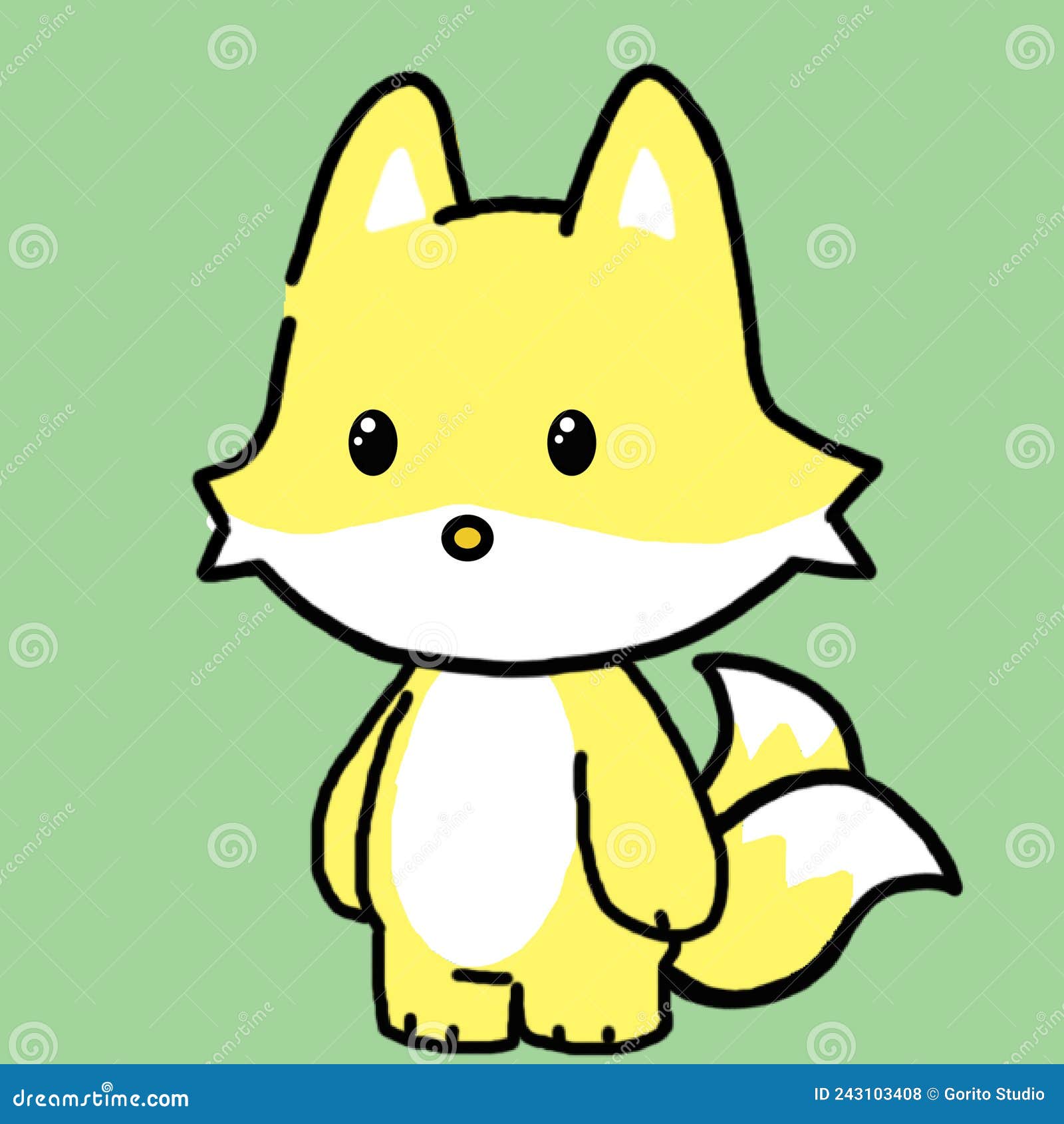 Yellow fox is cute stock illustration. Illustration of poster - 243103408