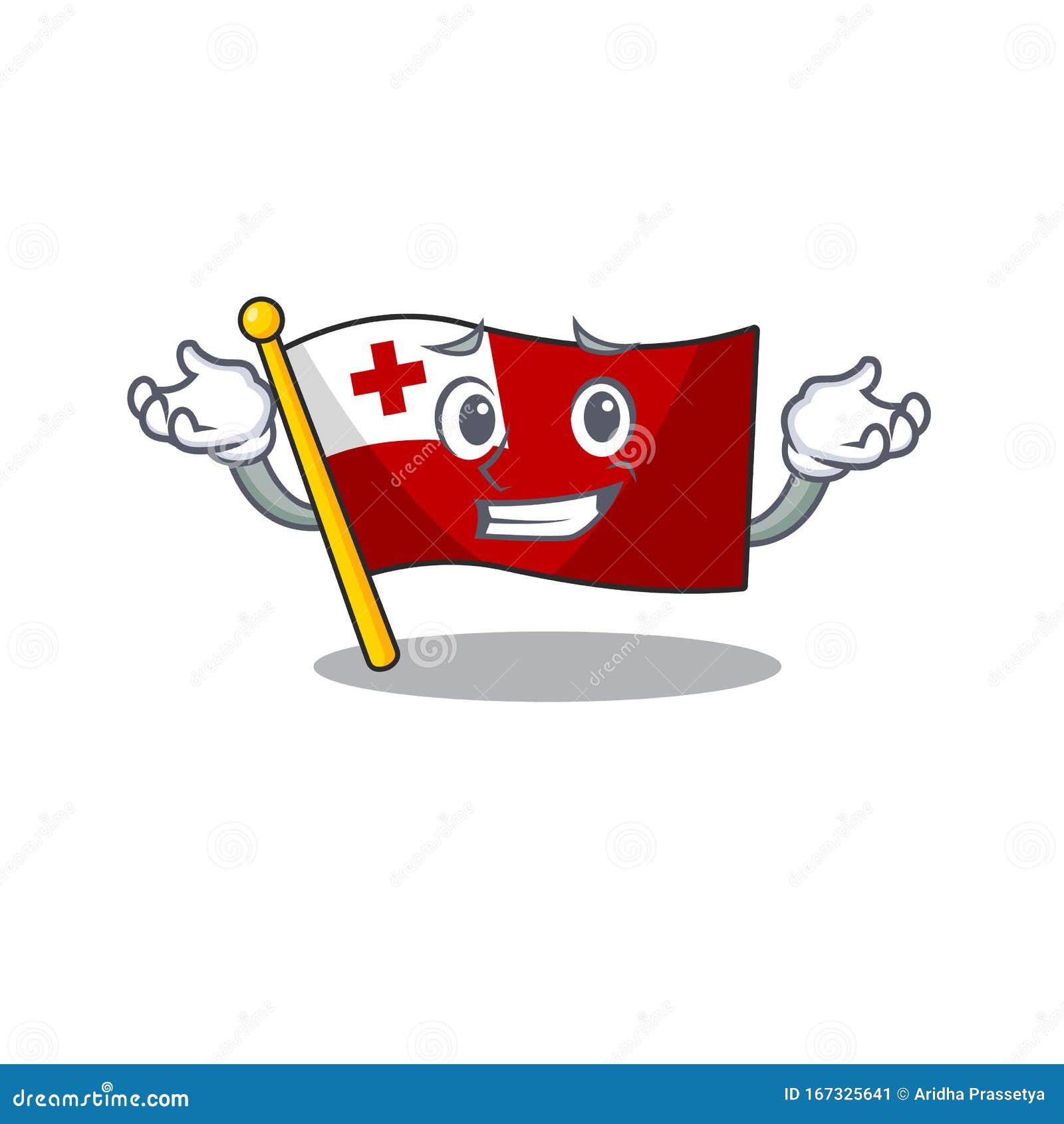 Cute and Cool Grinning Flag Tonga Scroll Mascot Cartoon Style Stock ...