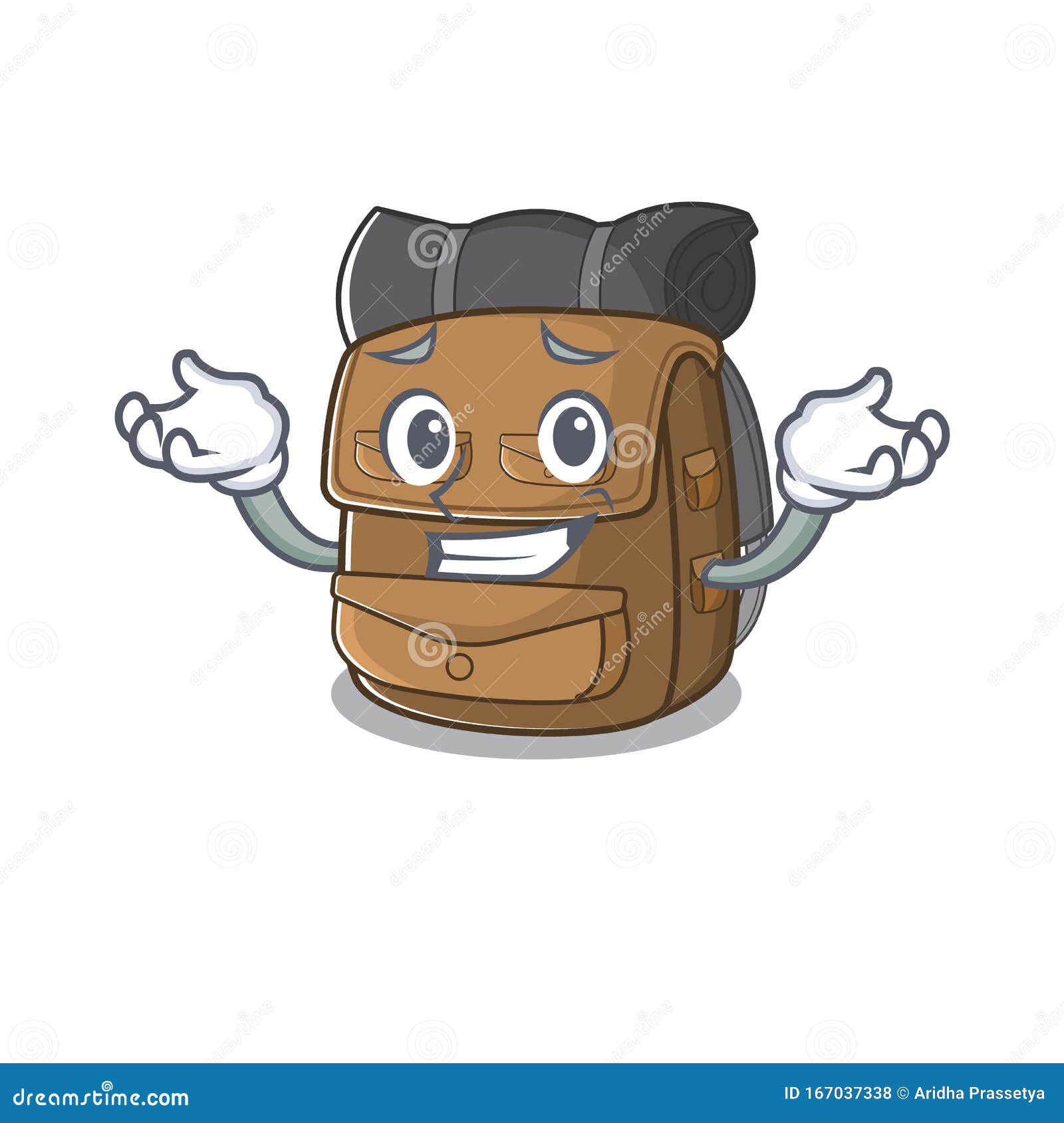 Cute and Cool Grinning Hiking Backpack Scroll Mascot Cartoon Style ...