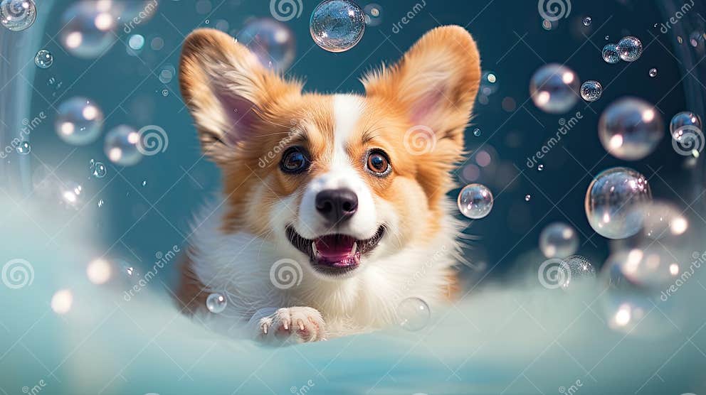 Cute Corgi Dog with Soap Bubble Stock Illustration - Illustration of canine, cute: 290837125
