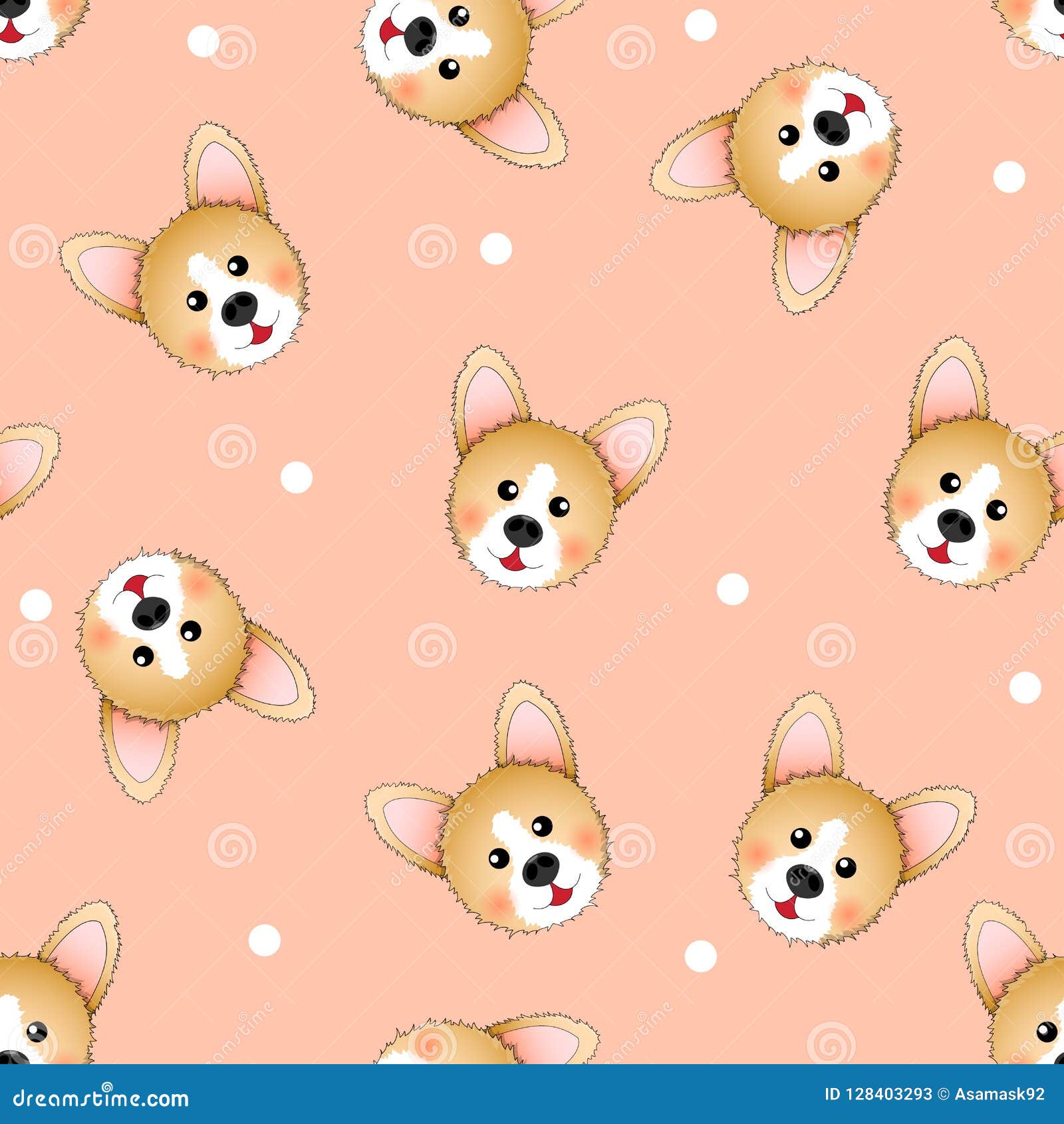 Cute Corgi on Light Orange Background. Vector Illustration Stock Vector ...