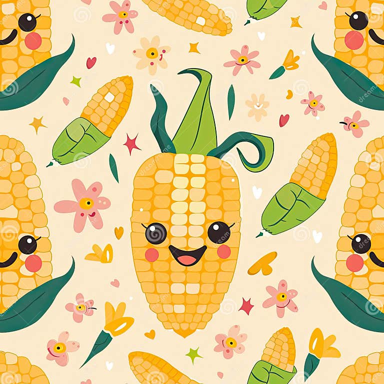 Cute Corn Background Adorable Corn Background Sweet Corn Pattern Stock ...