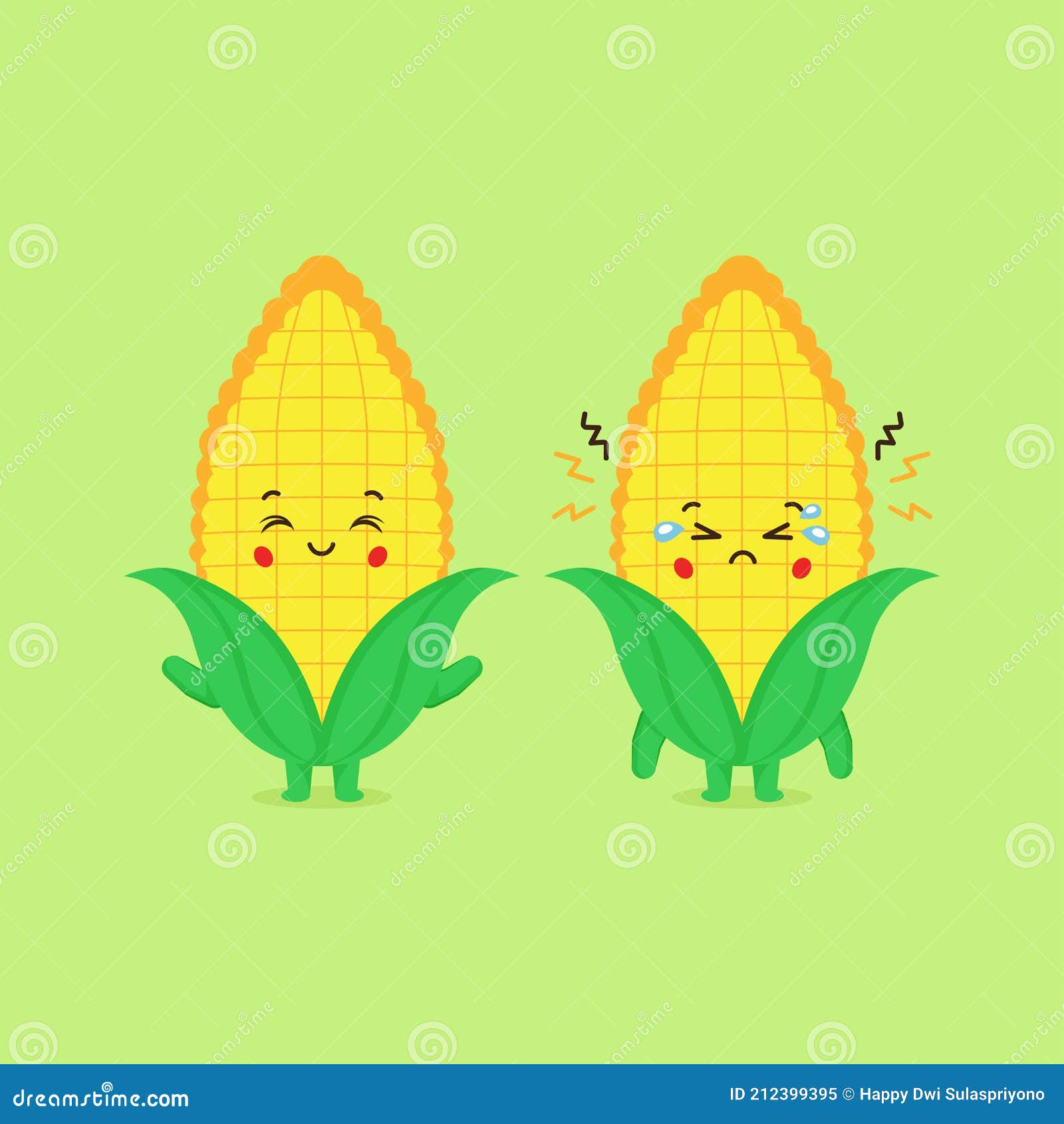 Cute Corn Characters Smiling and Sad Stock Vector - Illustration of ...