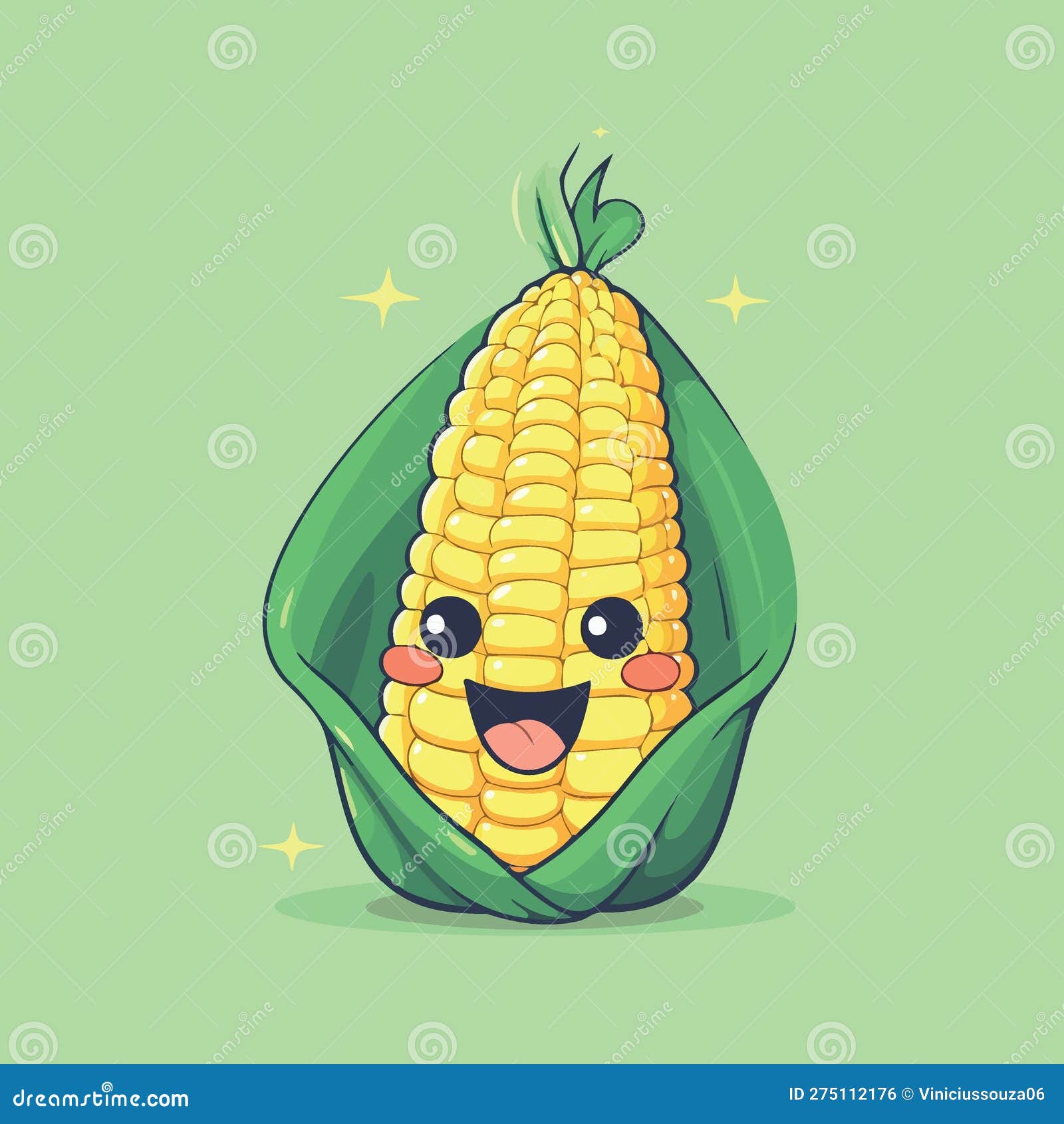 Cute Corn Cob Character Happy Smiling Stock Vector - Illustration of ...