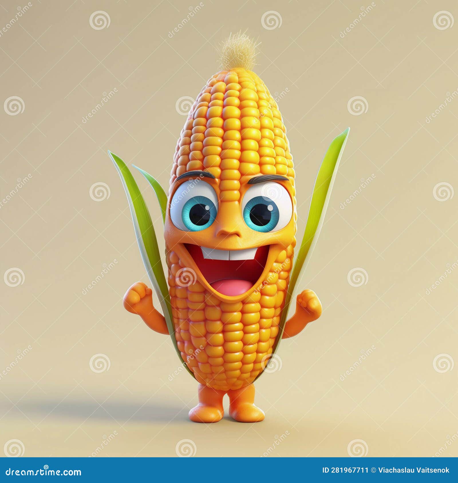 Cute Corn Happy Cartoon Character Stock Illustration - Illustration of ...