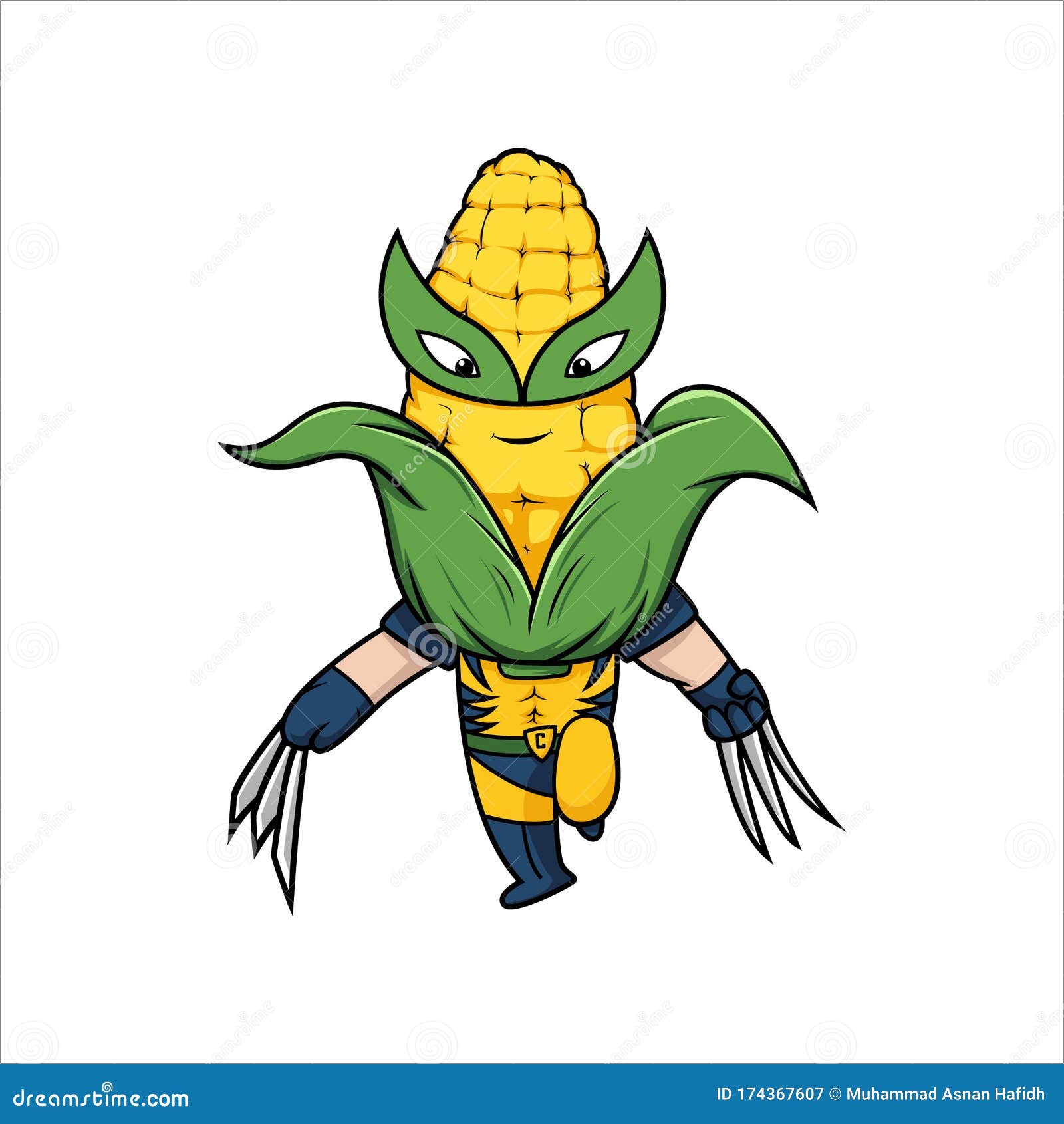 Cute Corn Hero Illustration. Kids Hero Design Illustration Stock ...