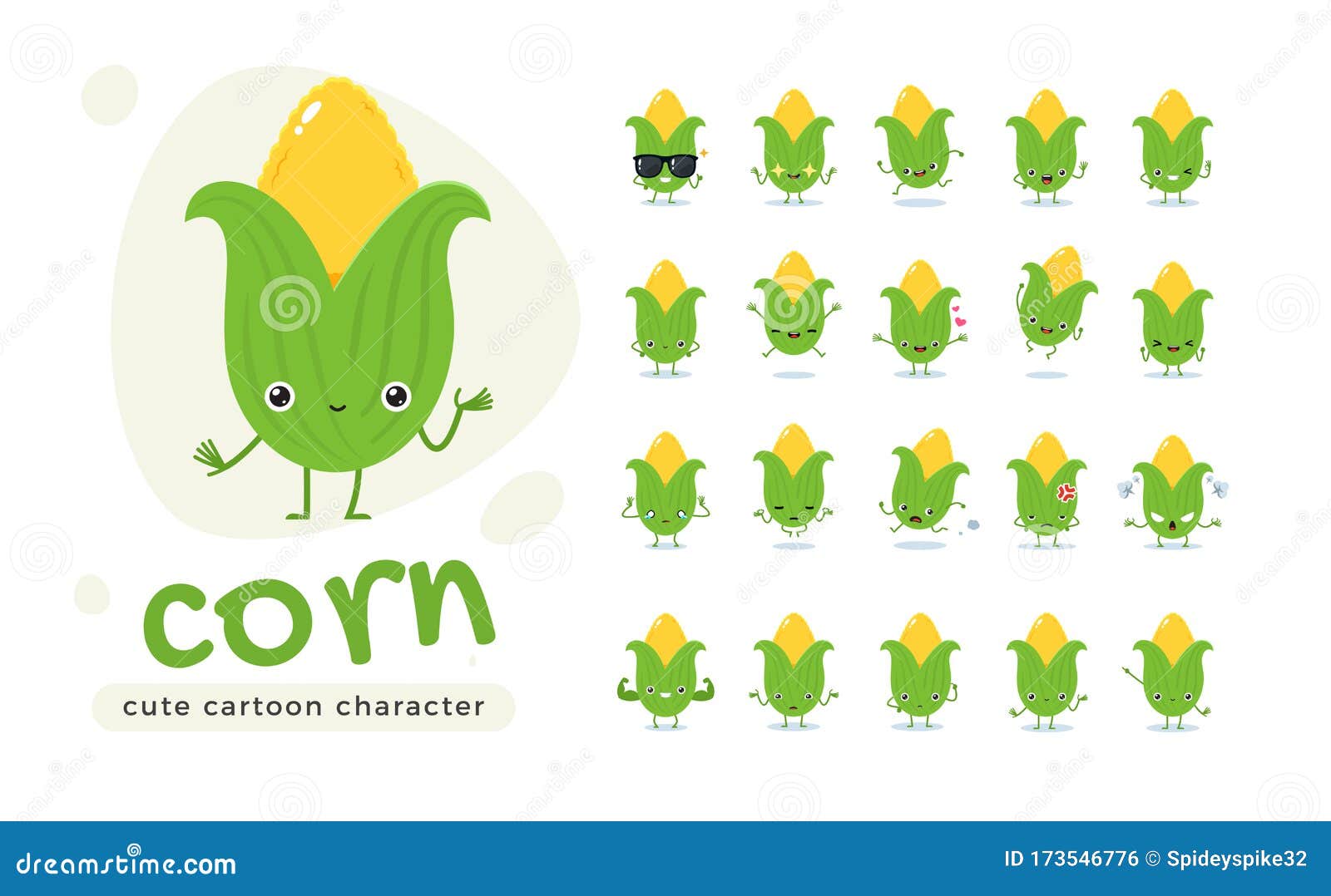 The Cute Corn. Cute Vegetable Stock Illustration - Illustration of ...