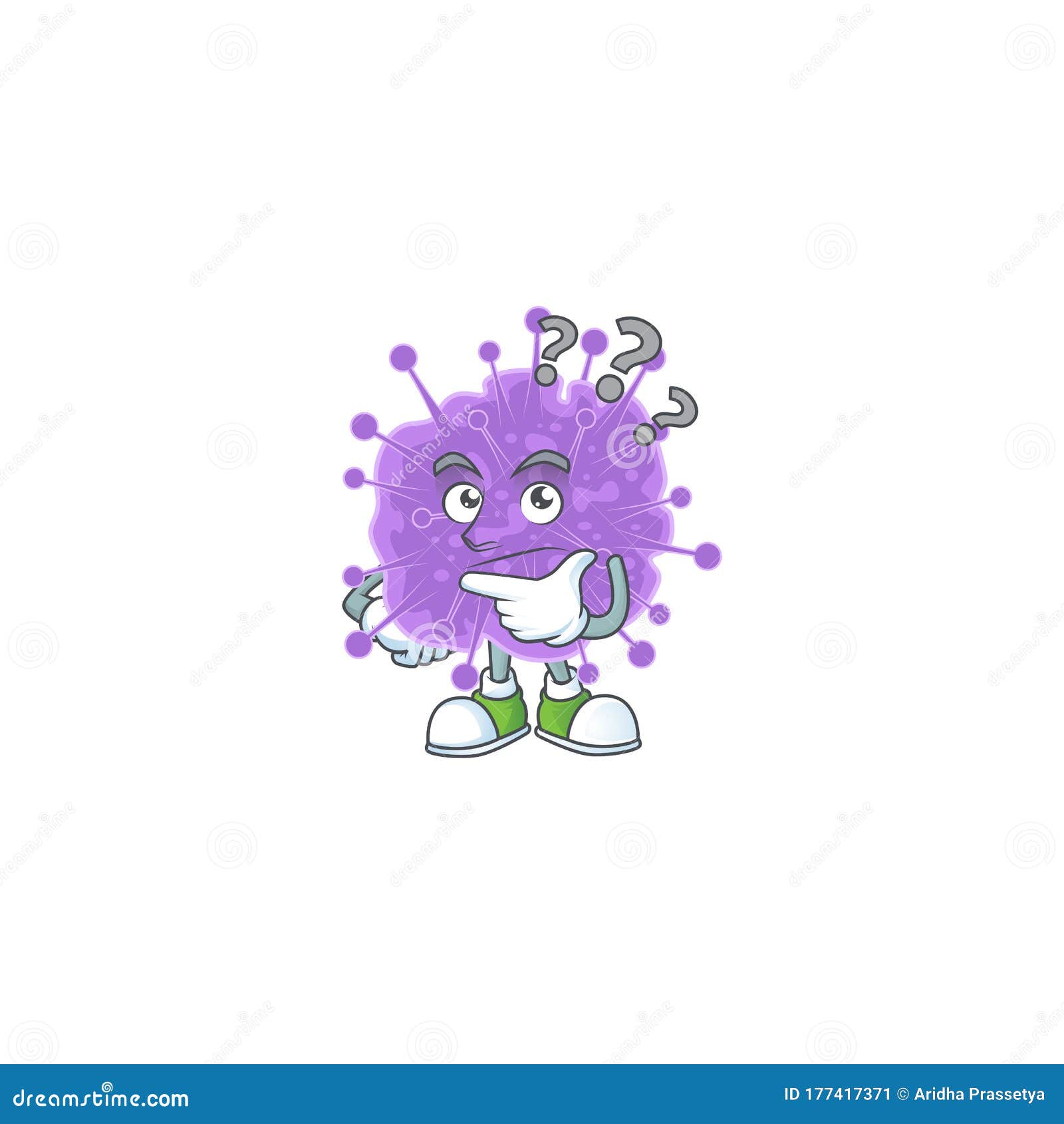 Cute Coronavirus Influenza Cartoon Character Using a Microphone Stock ...