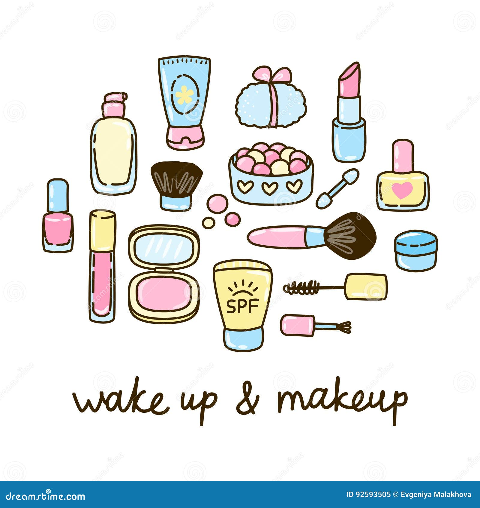 Cute cosmetic set stock vector. Illustration of bottle - 92593505