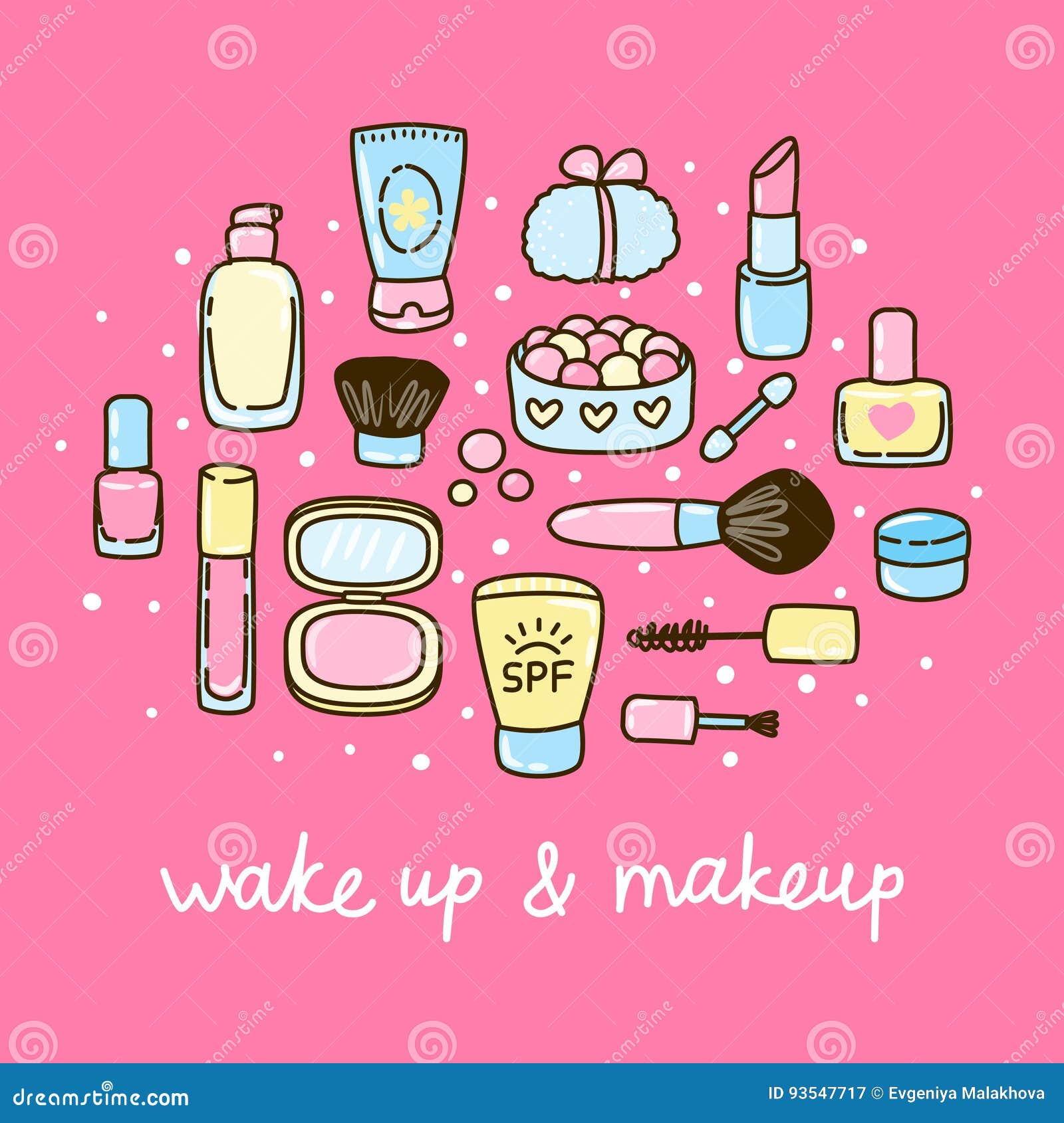 Cute cosmetic set stock vector. Illustration of lotion - 93547717
