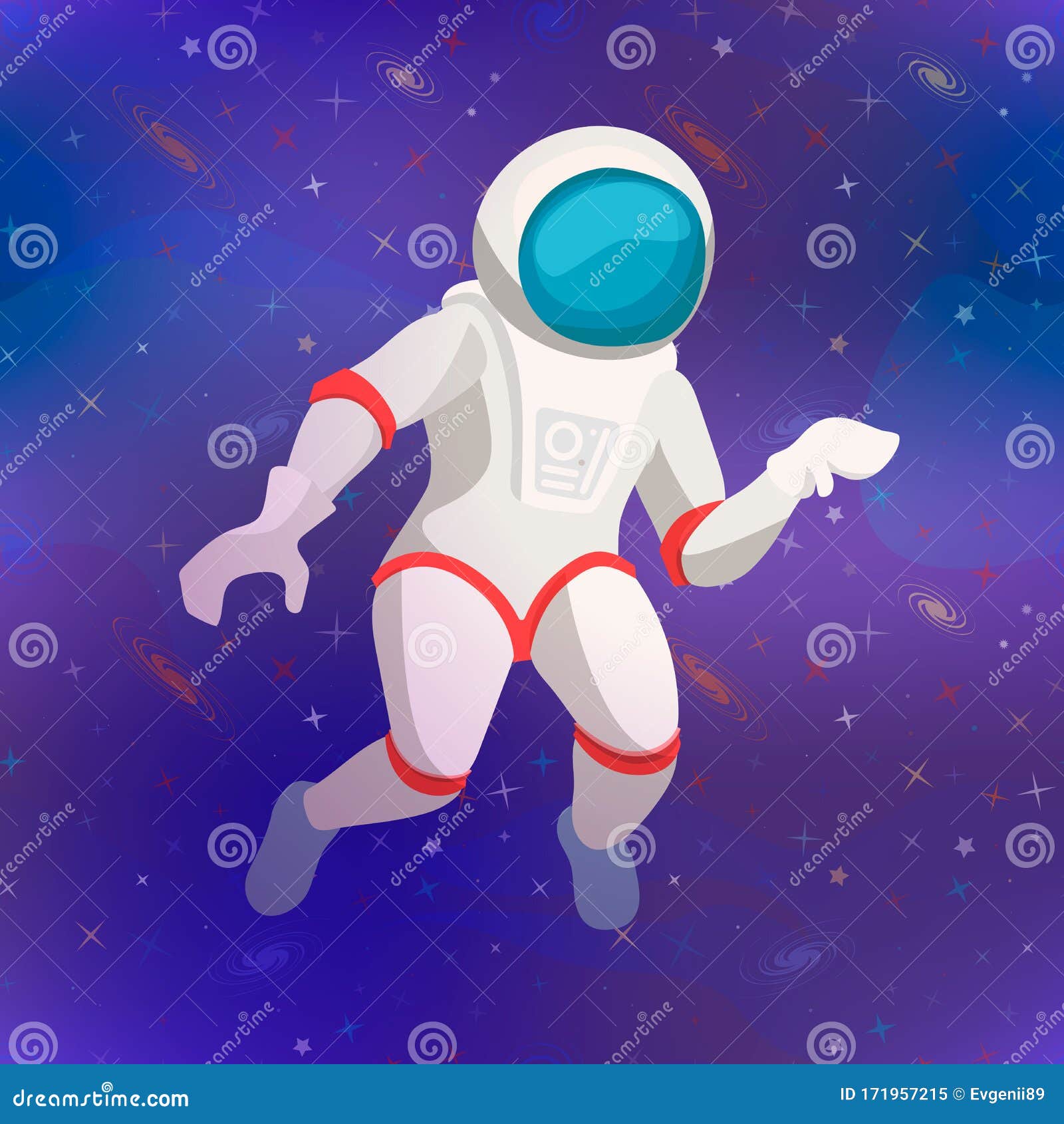 Cute Cosmonaut Cartoon Character on Deep Space Background Stock Vector ...