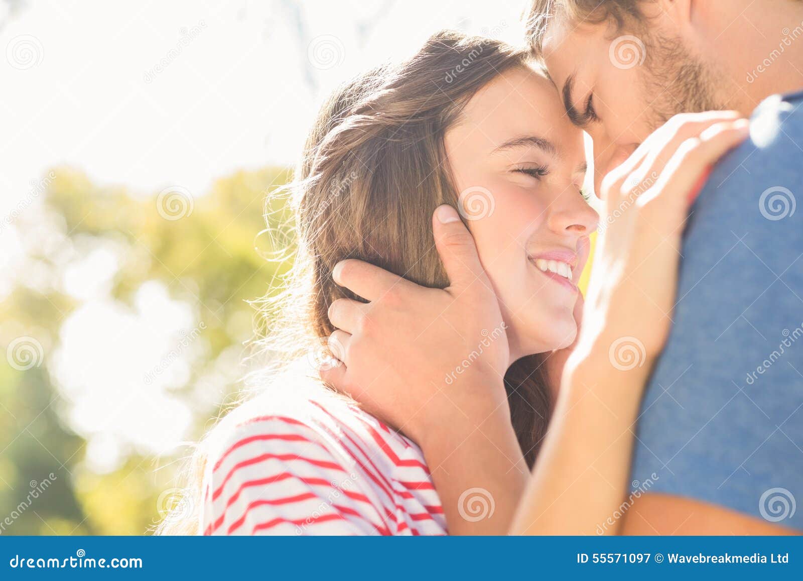 Cute Coupe Smiling at Each Other in Park Stock Image - Image of ...