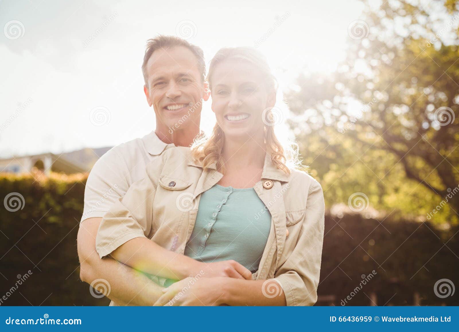 Cute Couple with Arms Around Each Other Stock Image - Image of happy ...