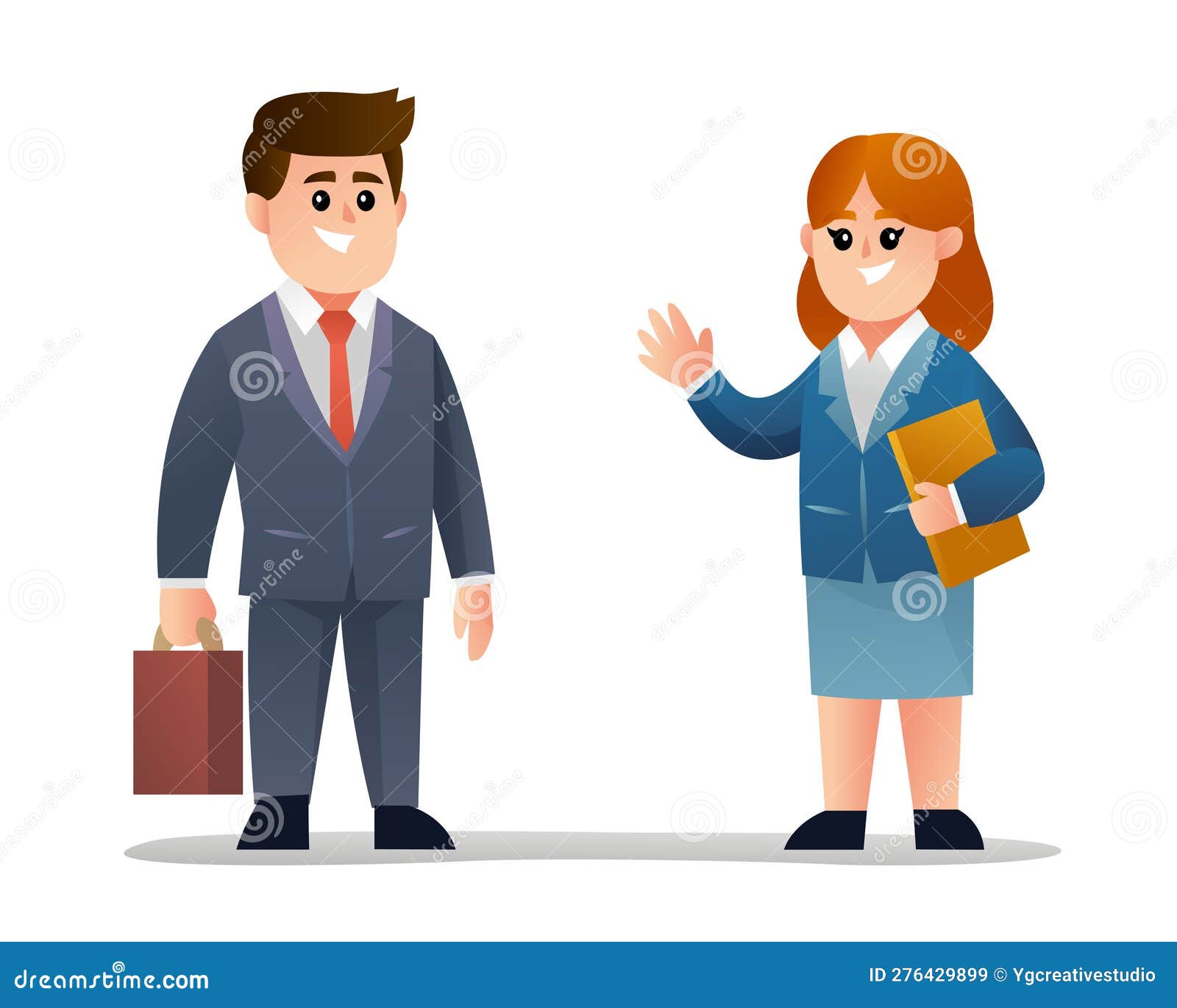 Cute Couple Business Partner Character Stock Vector - Illustration of ...