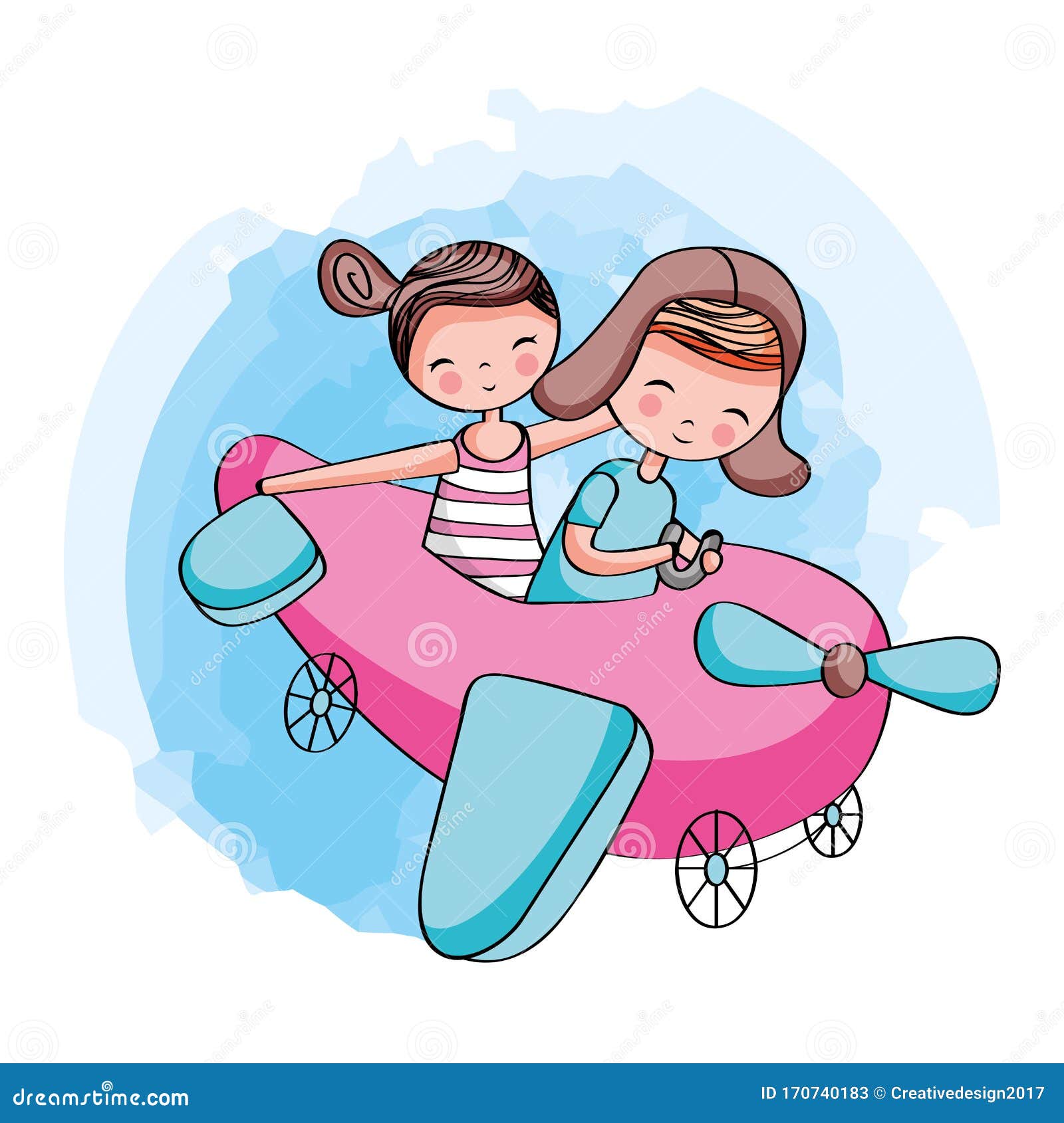 Cute Couple in Love Taking a Plane . Vector Stock Vector - Illustration ...