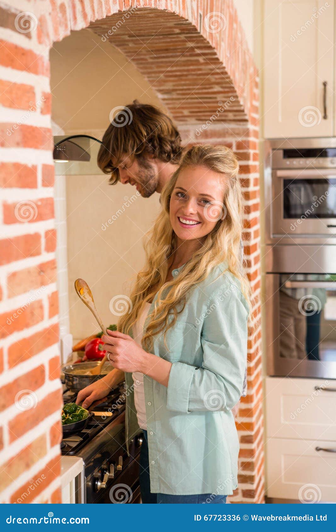 Cute Couple Cooking Together Stock Photo - Image of domestic, chopping ...