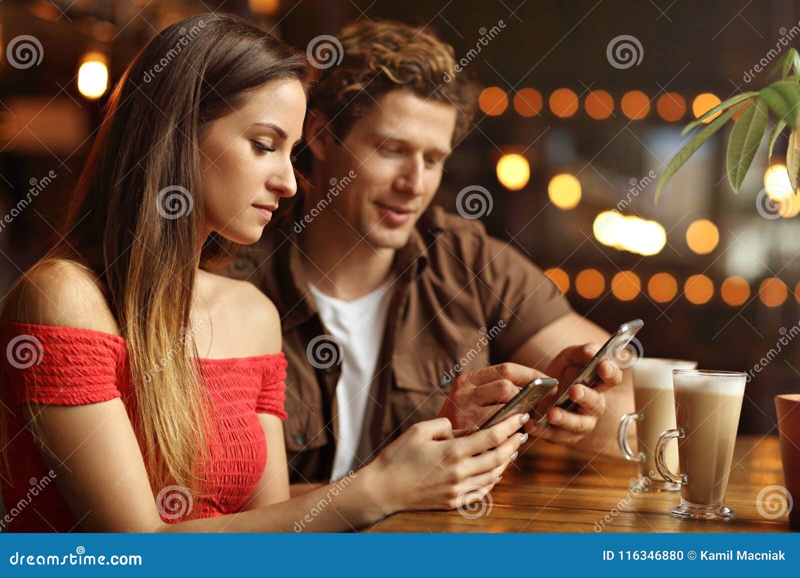 Cute Couple on a Date at the Cafe Stock Photo - Image of enjoyment ...