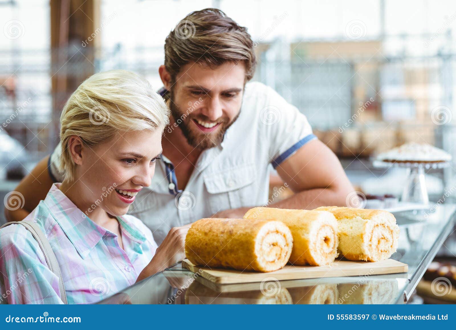 Cute Couple on a Date Looking at Cakes Stock Image - Image of handsome ...