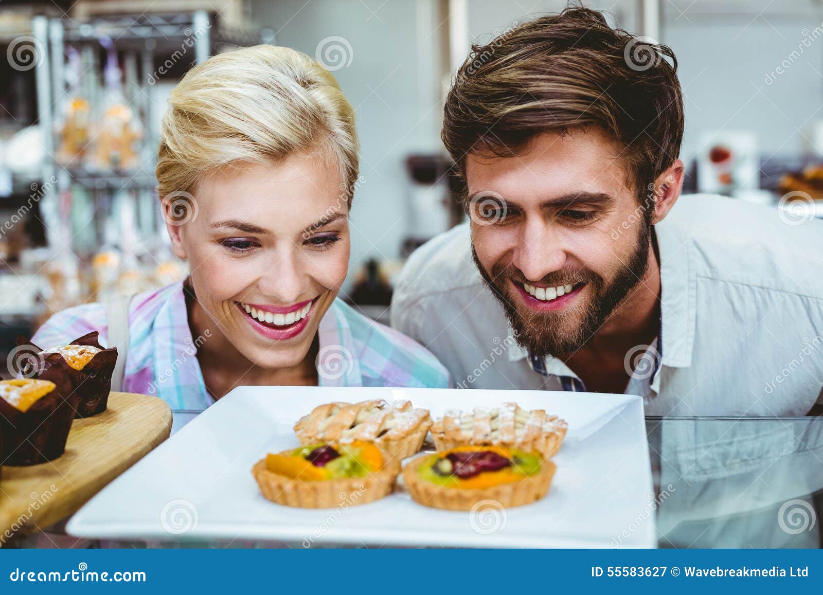 Cute Couple on a Date Looking at Fruit Pie Stock Image - Image of ...