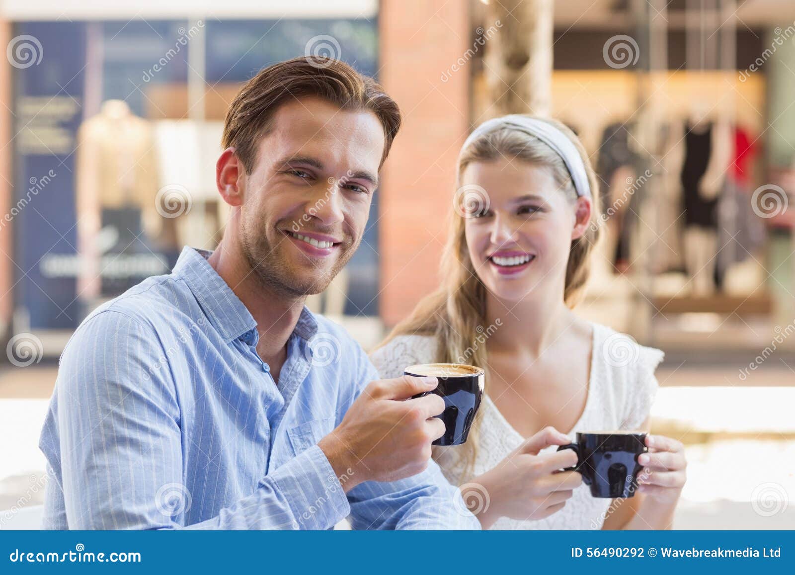Cute Couple Drinking a Coffee Together Stock Photo - Image of city ...