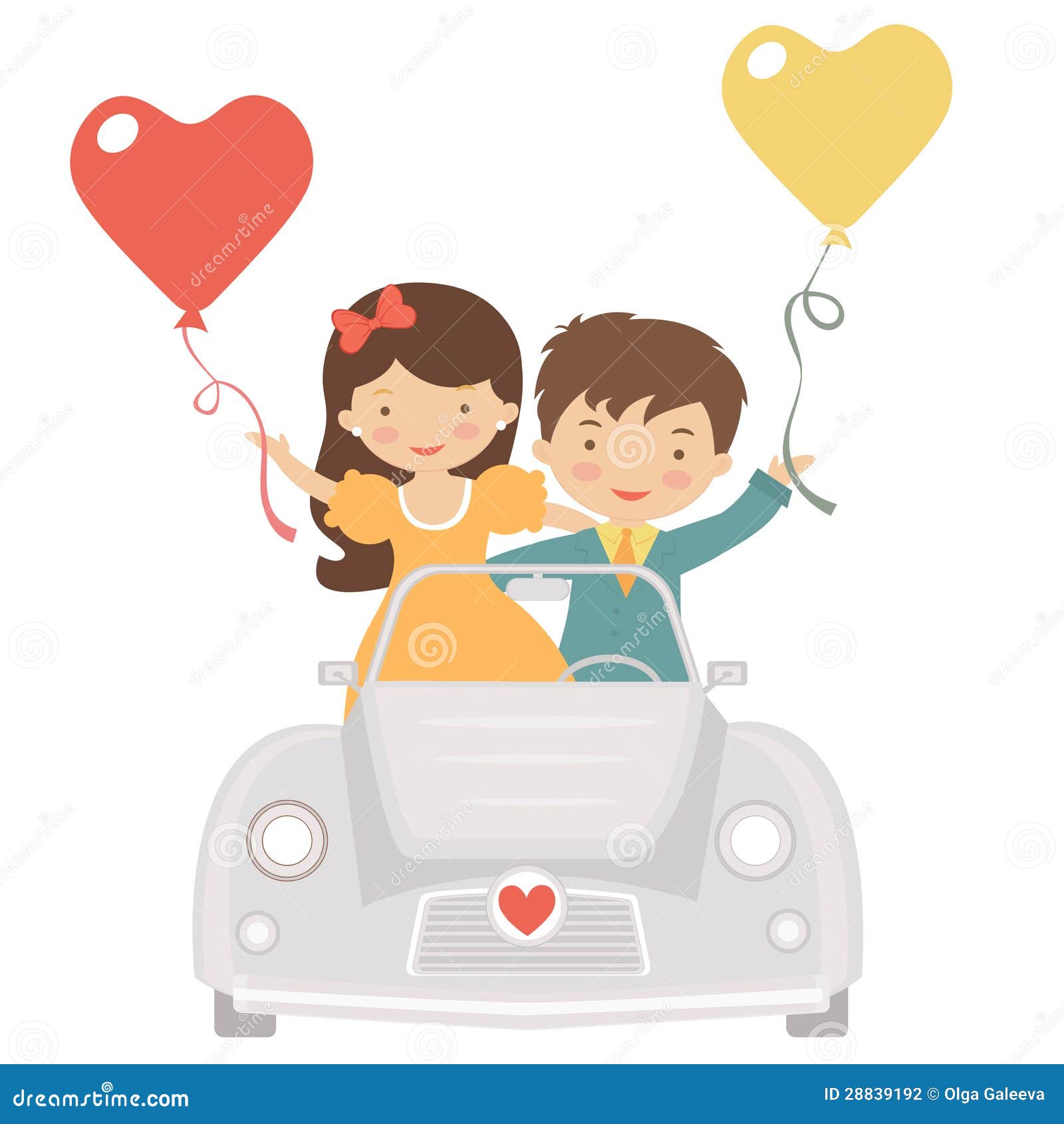 Cute Couple Driving at Valentines Day Stock Vector - Illustration of ...