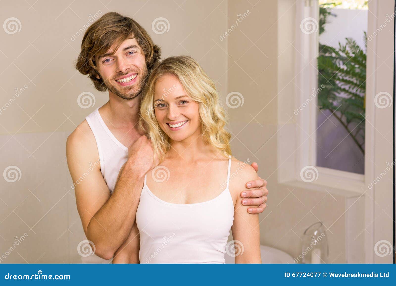 Cute Couple Embracing in the Bathroom Stock Image - Image of abode ...
