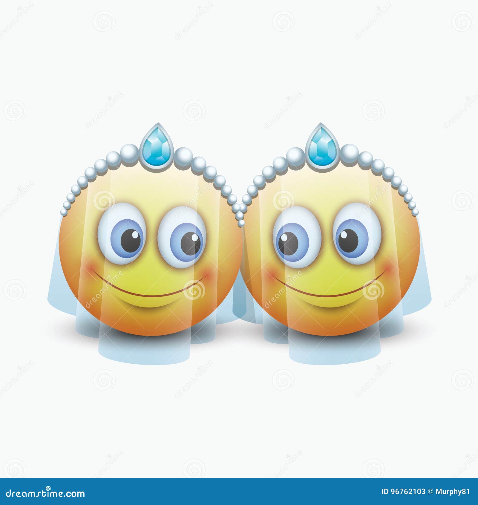Cute Couple of Emoticons Getting Married - Emoji - Vector Illustration ...