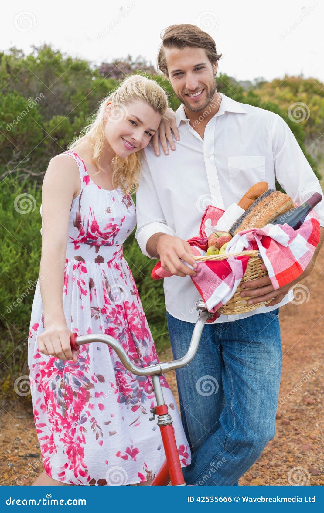 Cute Couple Going for a Picnic Smiling at Camera Stock Photo - Image of ...