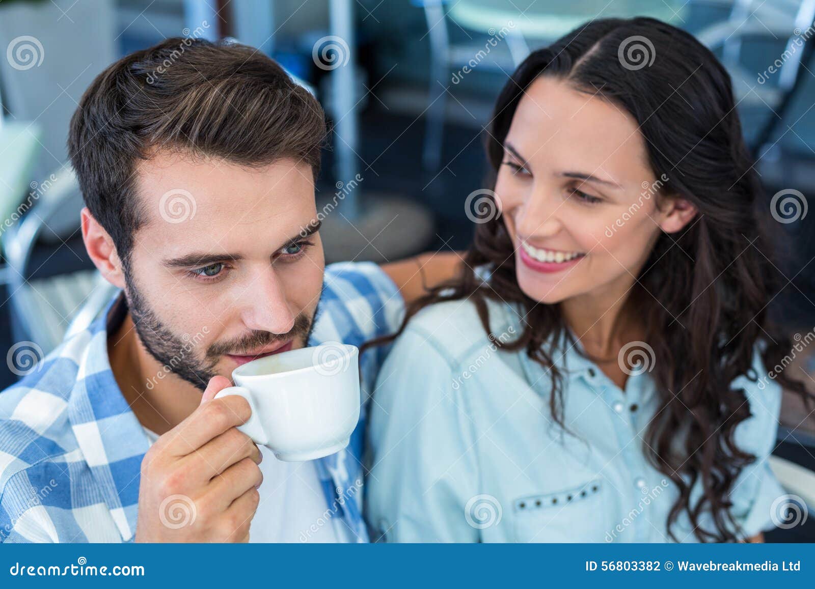 Cute Couple Having Coffee Together Stock Photo - Image of people ...