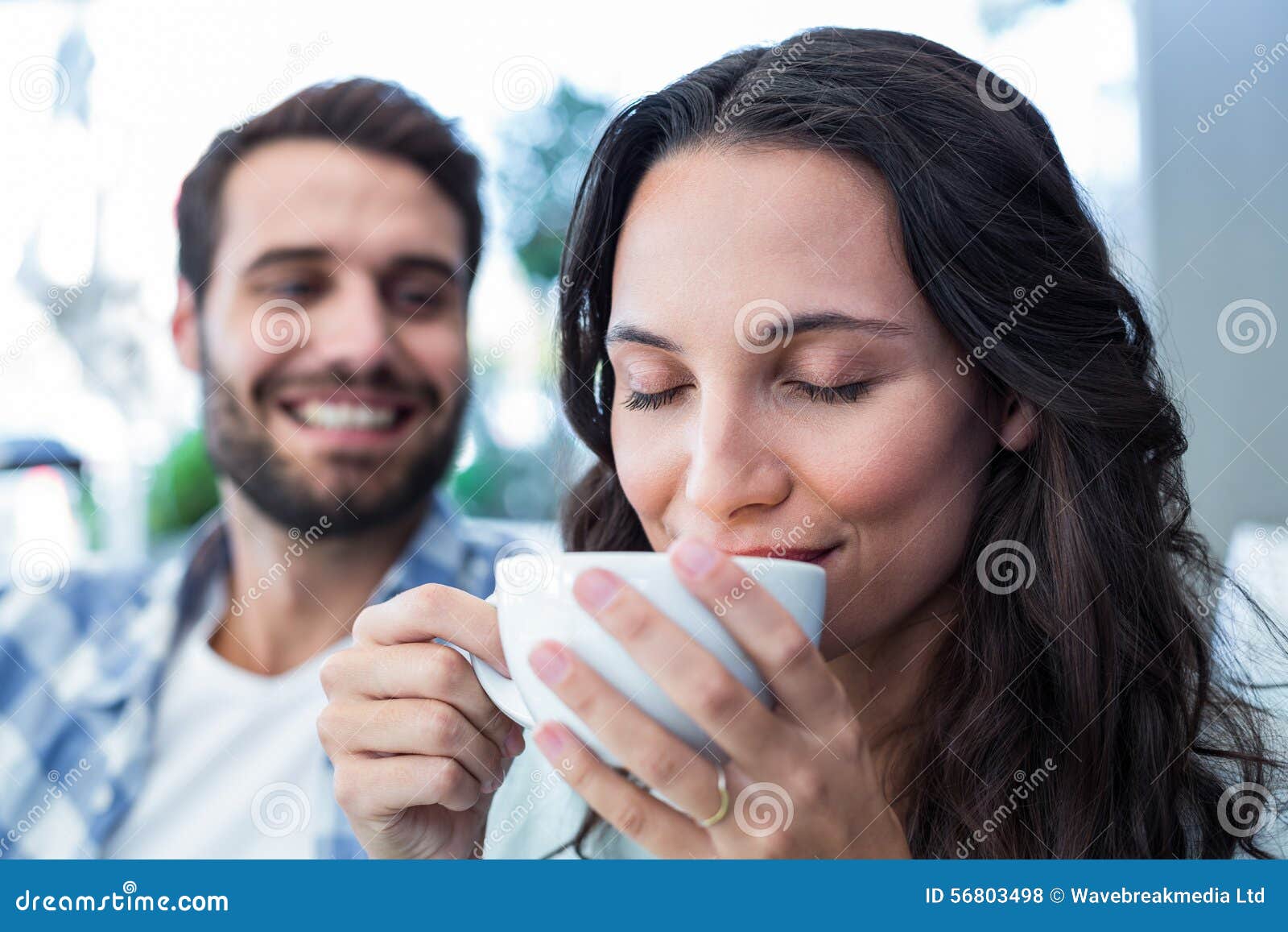 Cute Couple Having Coffee Together Stock Photo - Image of adult ...