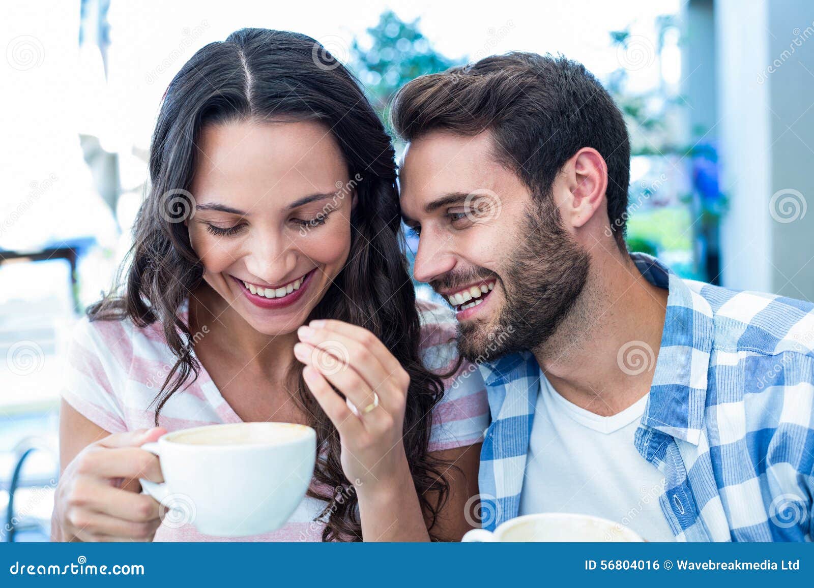 Cute Couple Having Coffee Together Stock Photo - Image of caucasian ...