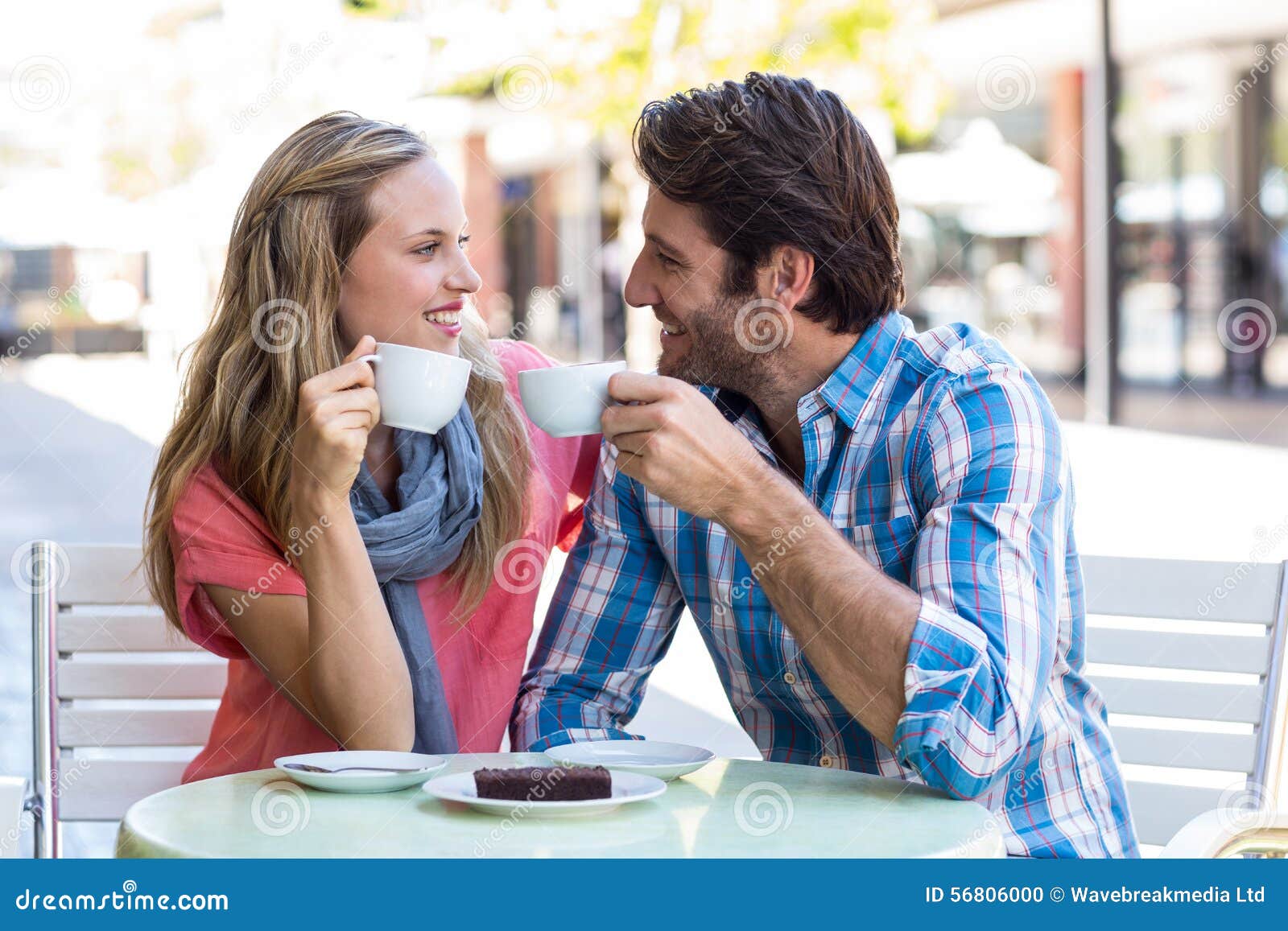 Cute Couple Having Coffee Together Stock Photo - Image of scene ...