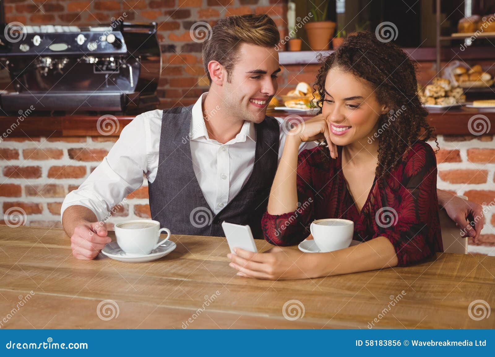 Cute Couple Having Coffee Together Stock Photo - Image of together ...
