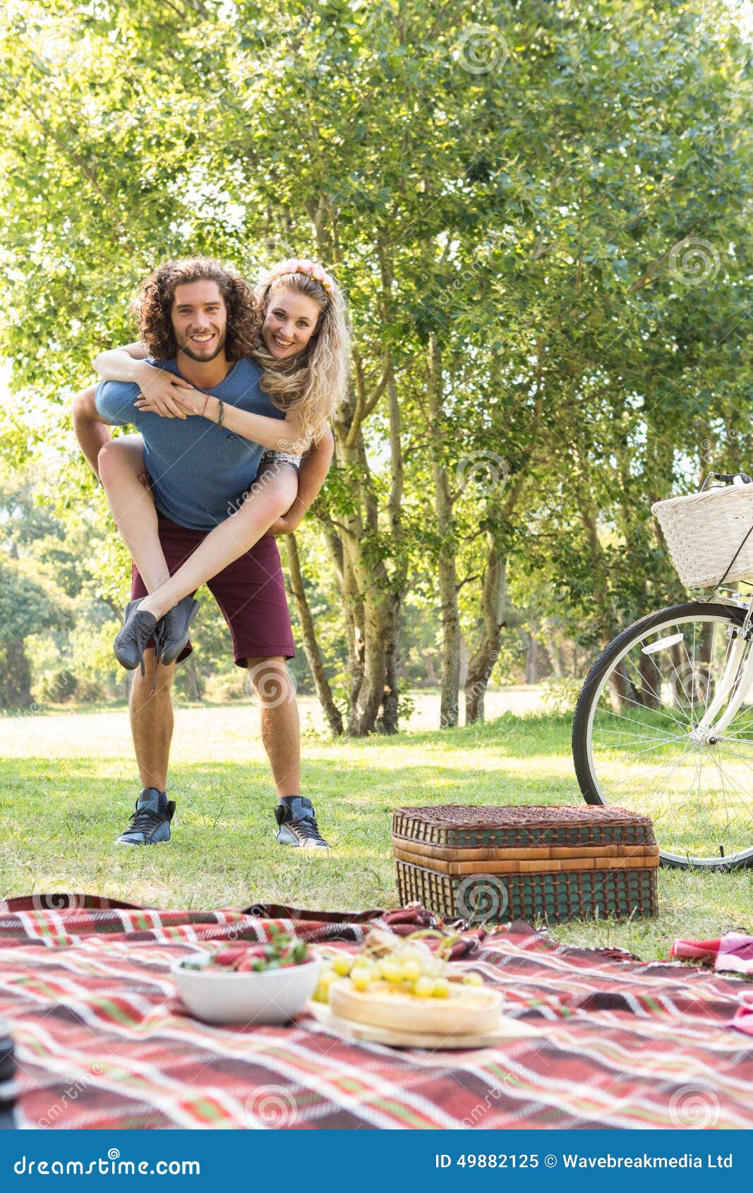 Cute Couple Having a Picnic Stock Image - Image of happy, female: 49882125