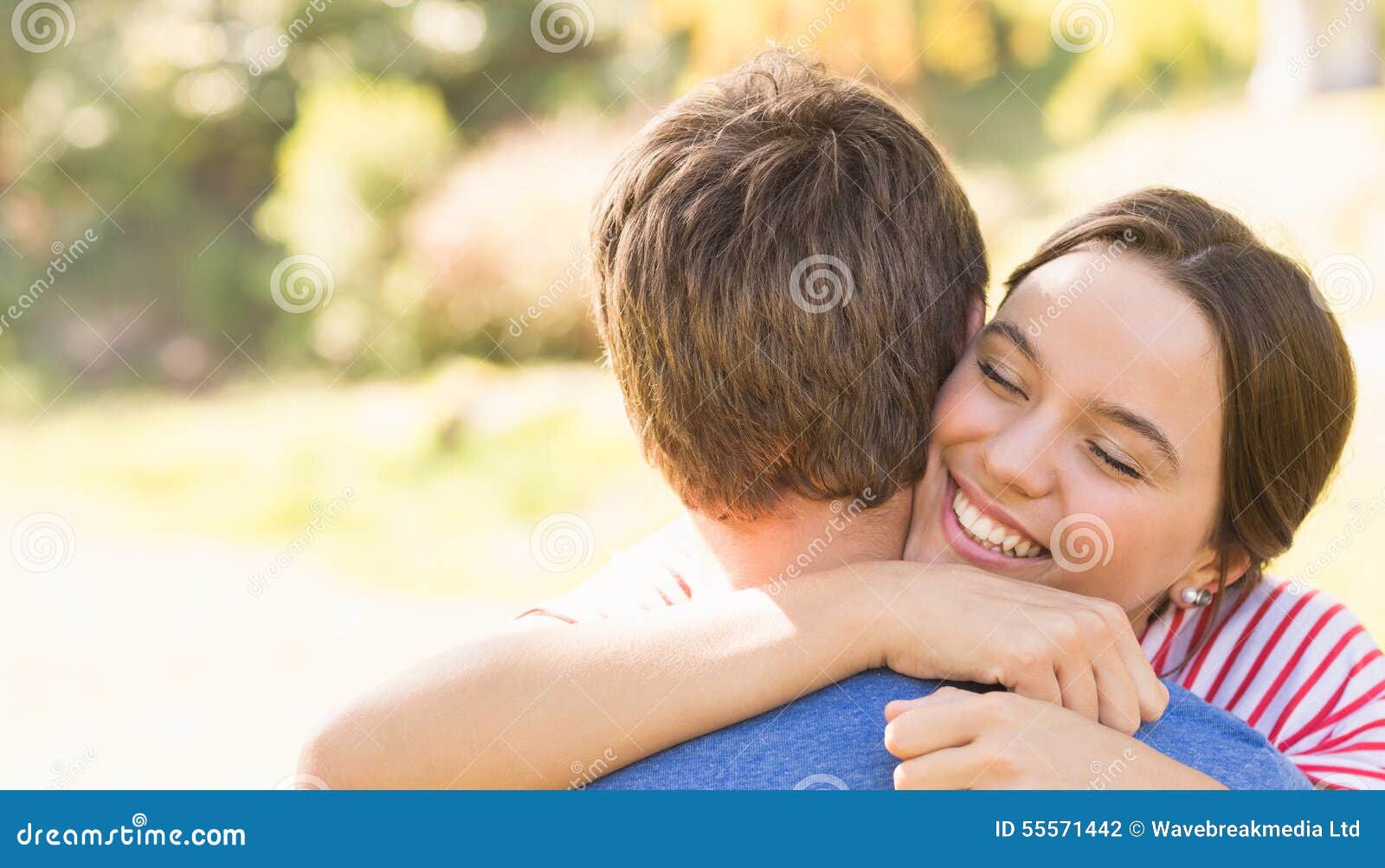 Cute Couple Hugging in the Park Stock Photo - Image of hugging ...