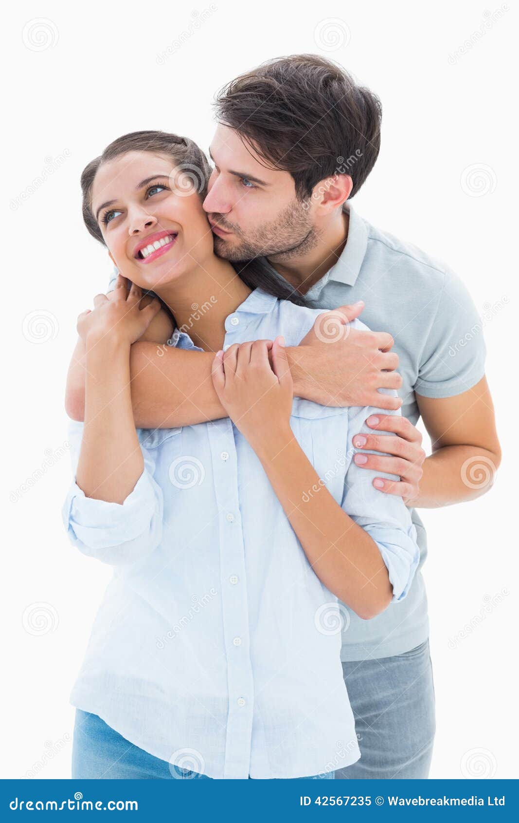 Cute Couple Hugging and Smiling Stock Image - Image of shot, affection ...