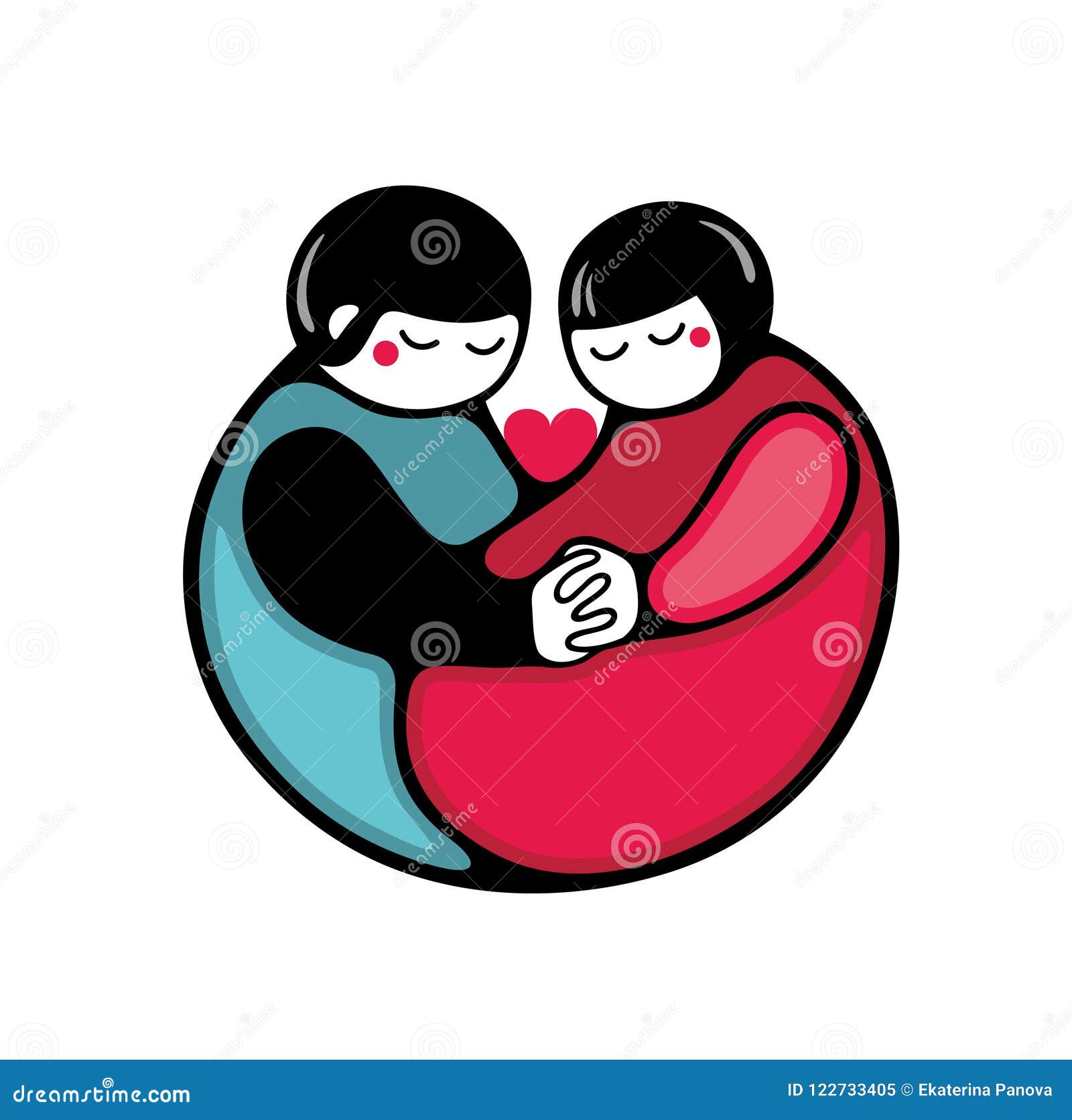 Cute Couple Icon in Flat Style. Stock Vector - Illustration of female ...