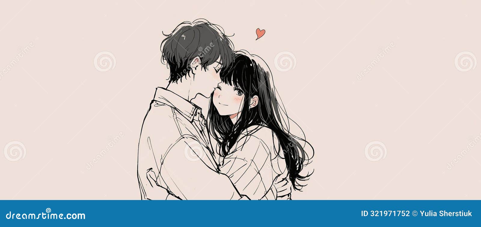 Cute Couple In Love Anime Style Characters. Royalty-Free Stock Image ...